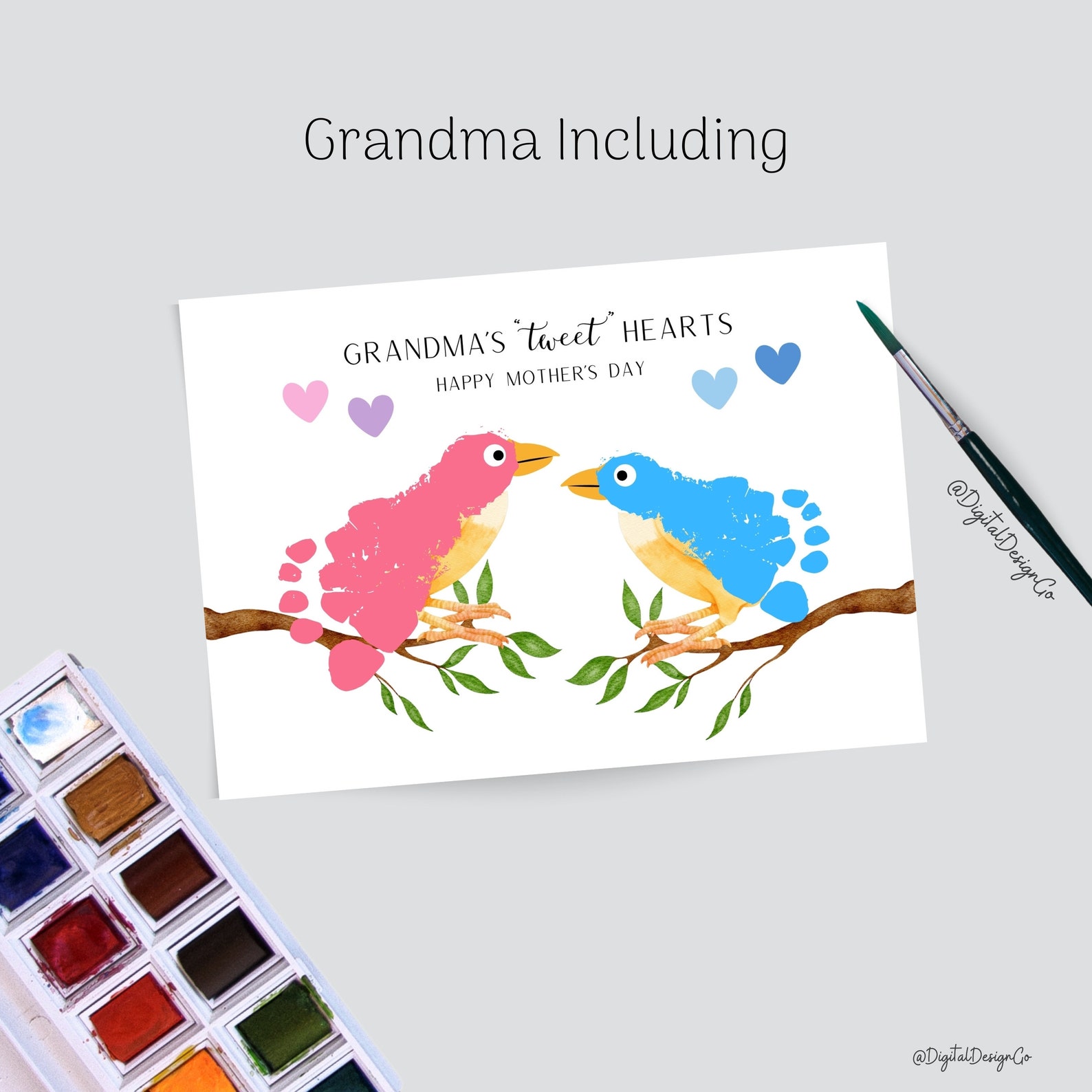 Mommy's Tweet Hearts, Grandma's Tweet Hearts, Bird Footprint Art Craft ...