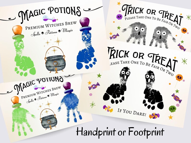 Halloween Handprint Footprint Art Craft Bundle Halloween - Etsy