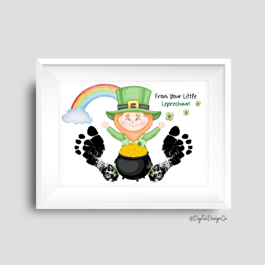 St Patricks Day Footprint Art, From Your Little Leprechaun, Leprechaun ...