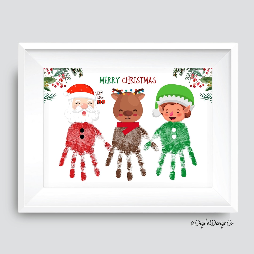 Christmas Handprint Art / Santa Deer Elf Handprint Craft for Kids Baby ...