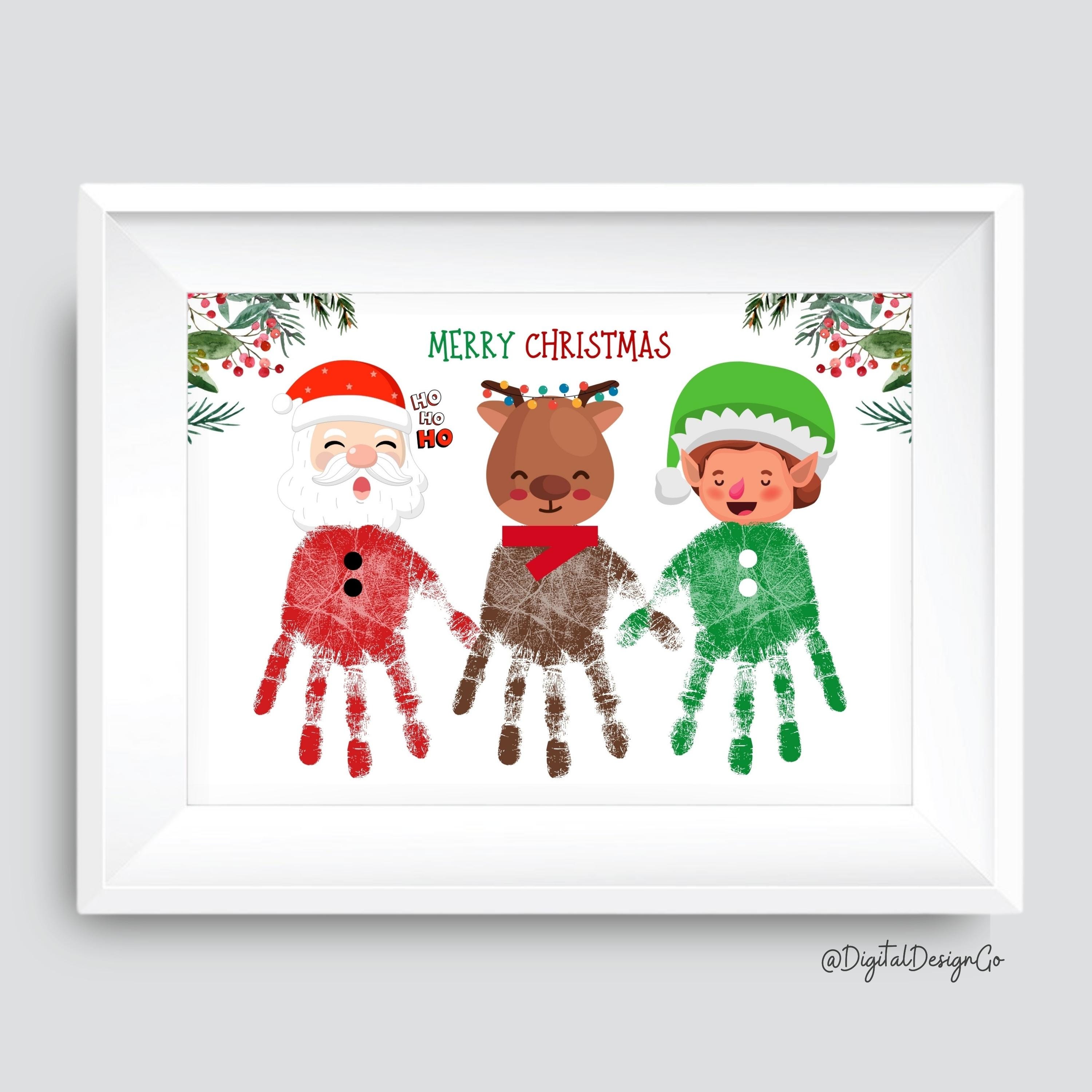 Christmas Handprint Art, Santa Deer Elf Handprint Craft, Kids Baby ...