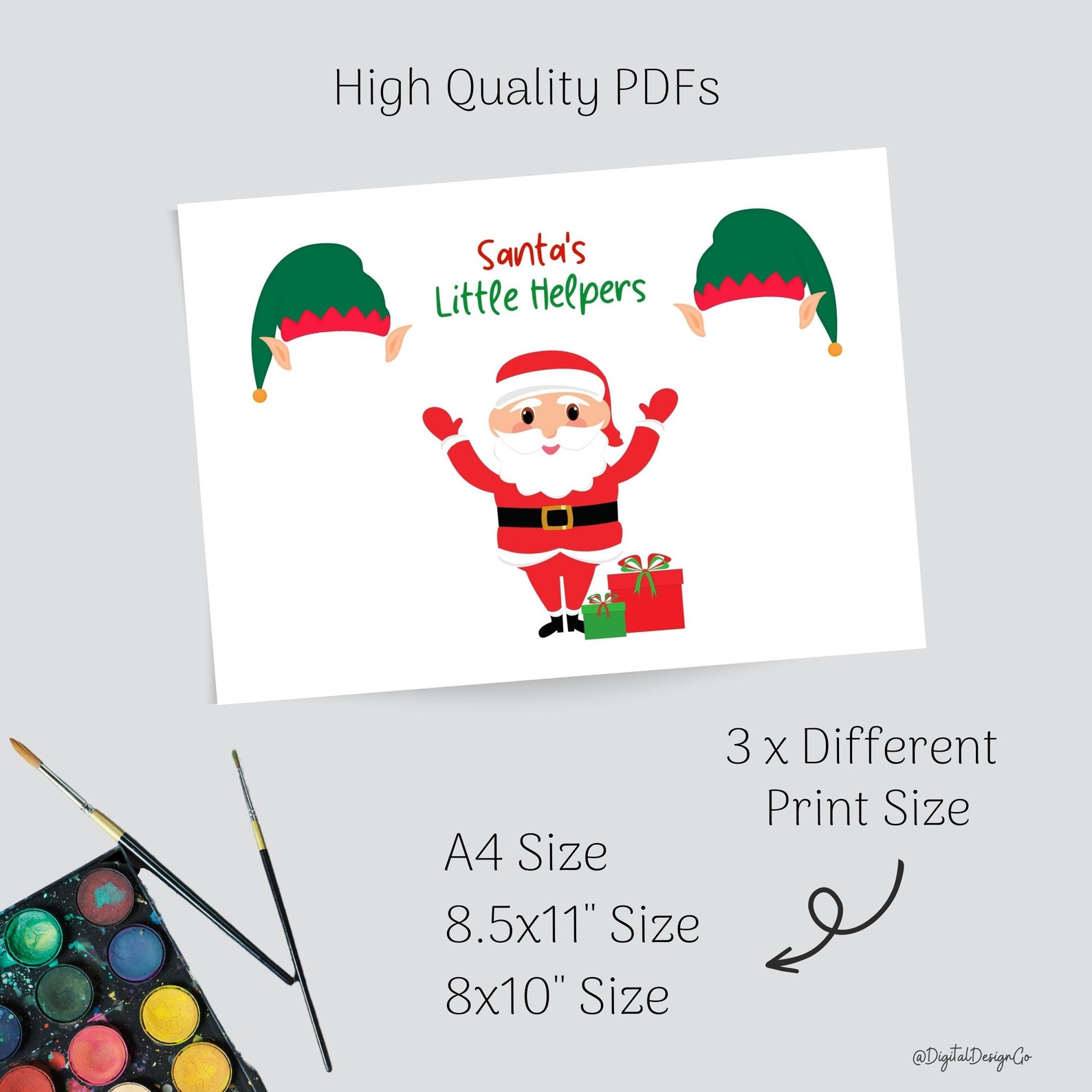 Christmas Handprint Art, Santa's Little Helpers, Christmas Elf Craft ...