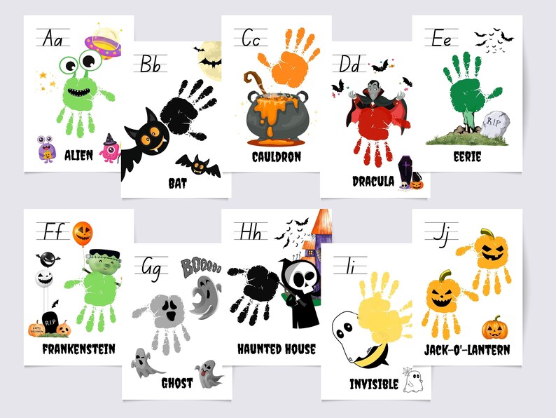 Halloween Handprint Halloween Alphabet Handprint Art My - Etsy