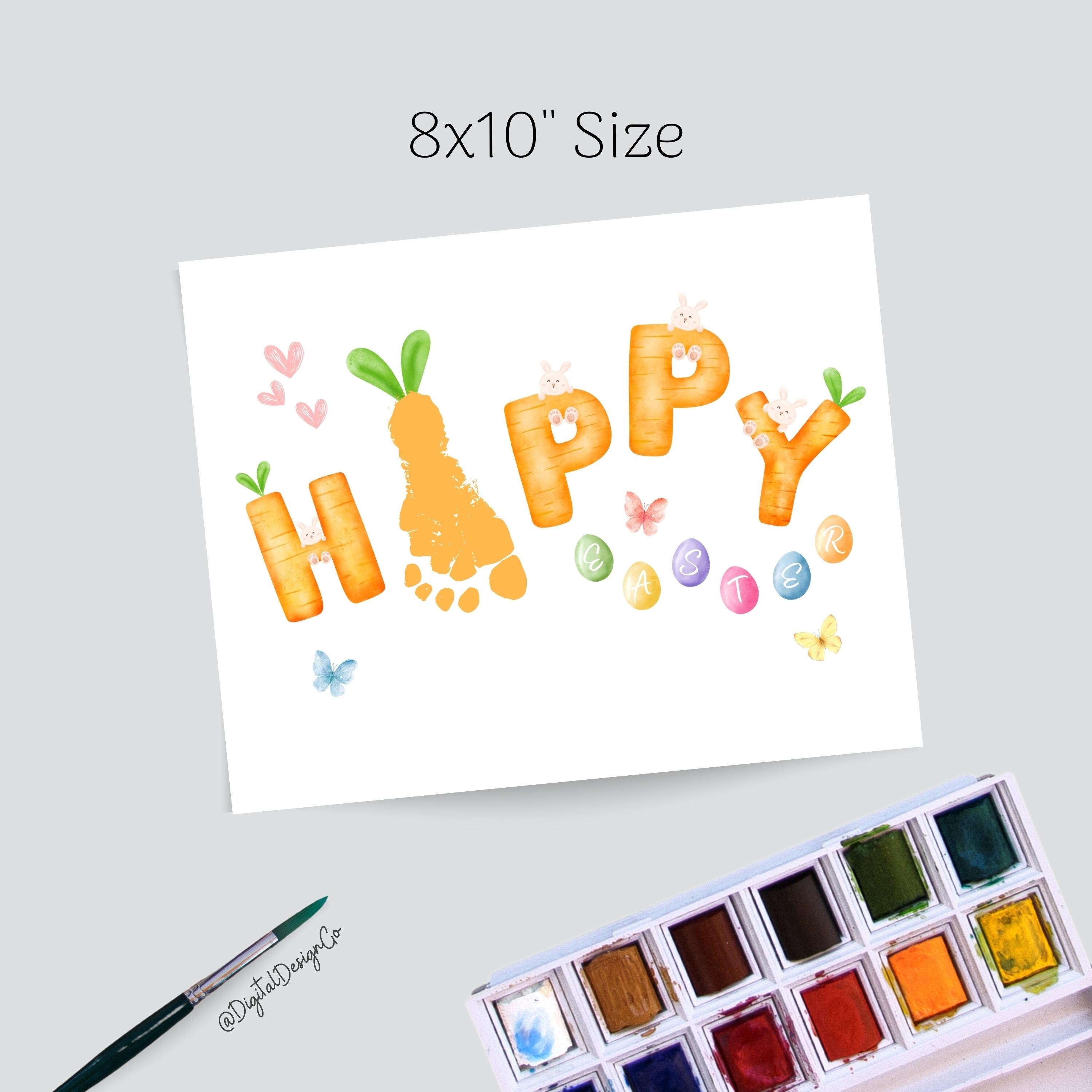 Happy Hoppy Easter Footprint Art, Carrot Footprint Craft, Baby Toddler ...