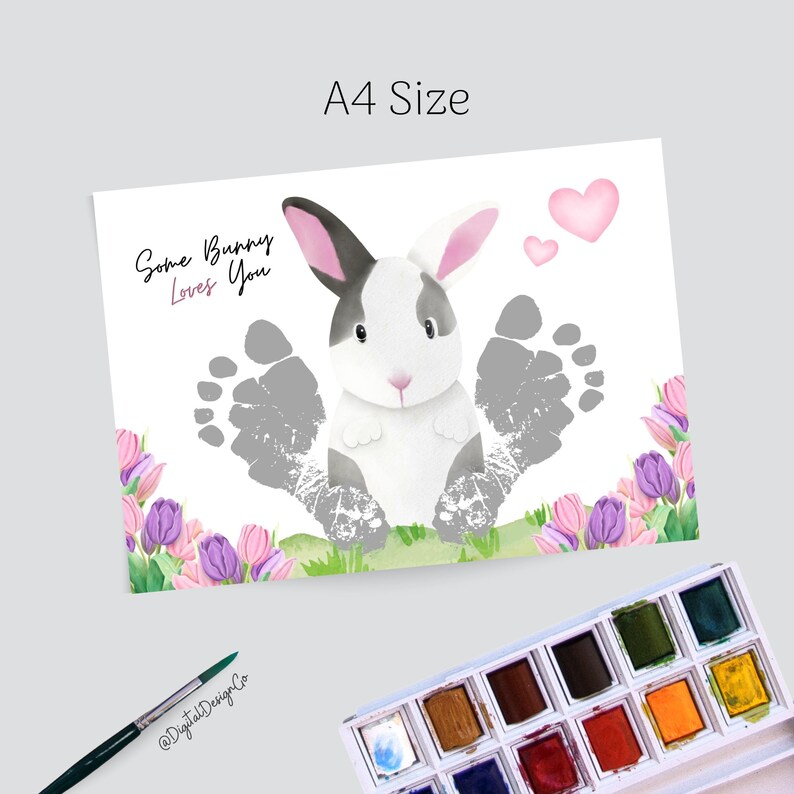 Easter Footprint Art Craft Some Bunny Loves You Tulip Bunny - Etsy