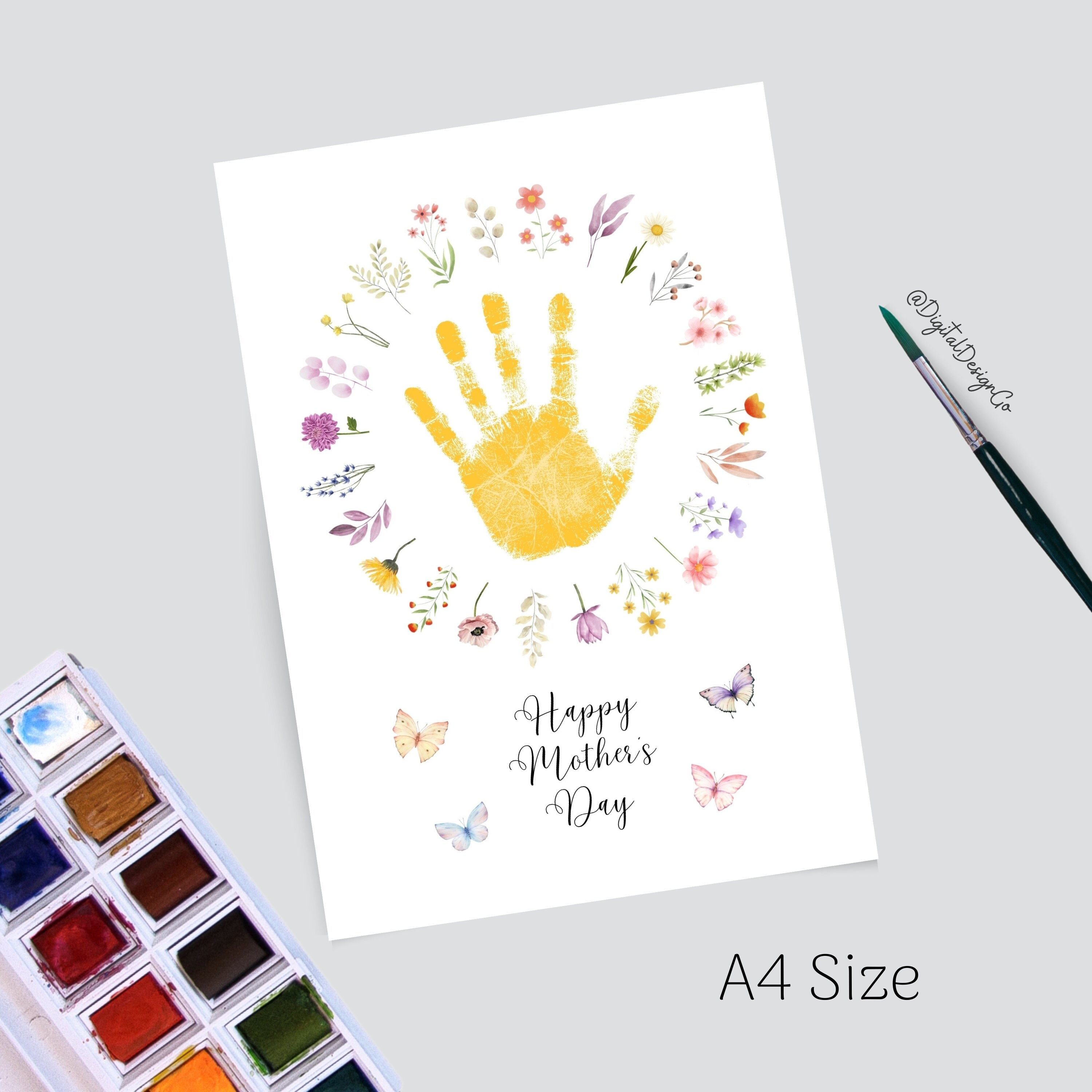 Mother's Day Handprint Art Craft, Floral Frame Handprint Craft for Kids ...