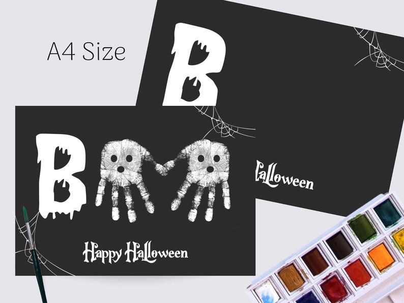 Halloween Handprint Art Boo Handprint Craft Happy Halloween - Etsy