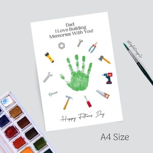 Father's Day Handprint Footprint Craft, Dad I Love Building Memories ...