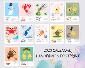 School Handprint Monthly Calendar - Etsy