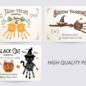 Halloween Handprint Footprint Art Craft Bundle, Halloween Decor ...
