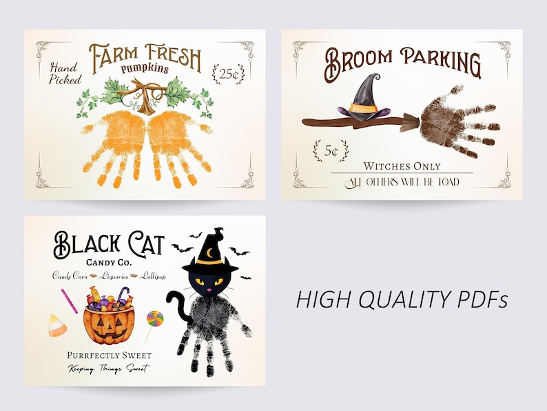 Halloween Handprint Footprint Art Craft Bundle Halloween - Etsy