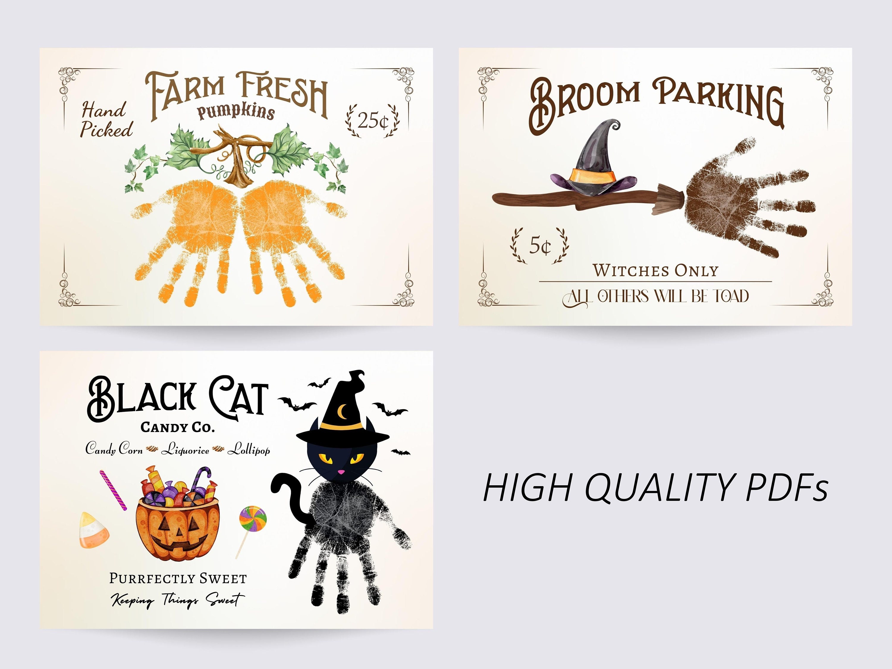Halloween Handprint Footprint Art Craft Bundle, Halloween Decor ...