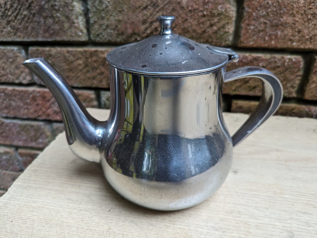 Large Vintage Tea Pot Stainless Steel Tea Pot / Coffee Pot Excellent ...