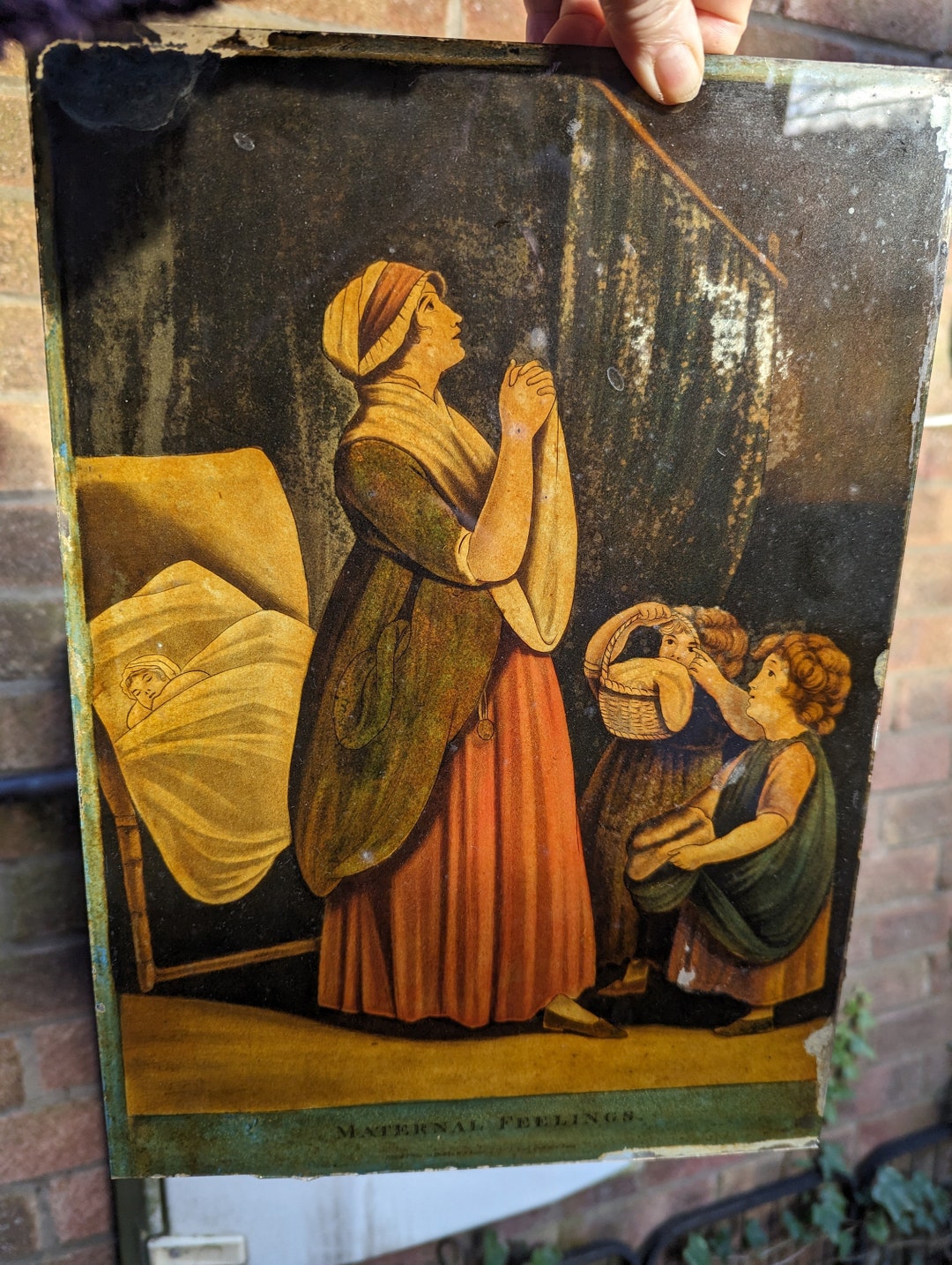 Antique Reverse Paintings on Glass, Maternal Feelings - Etsy