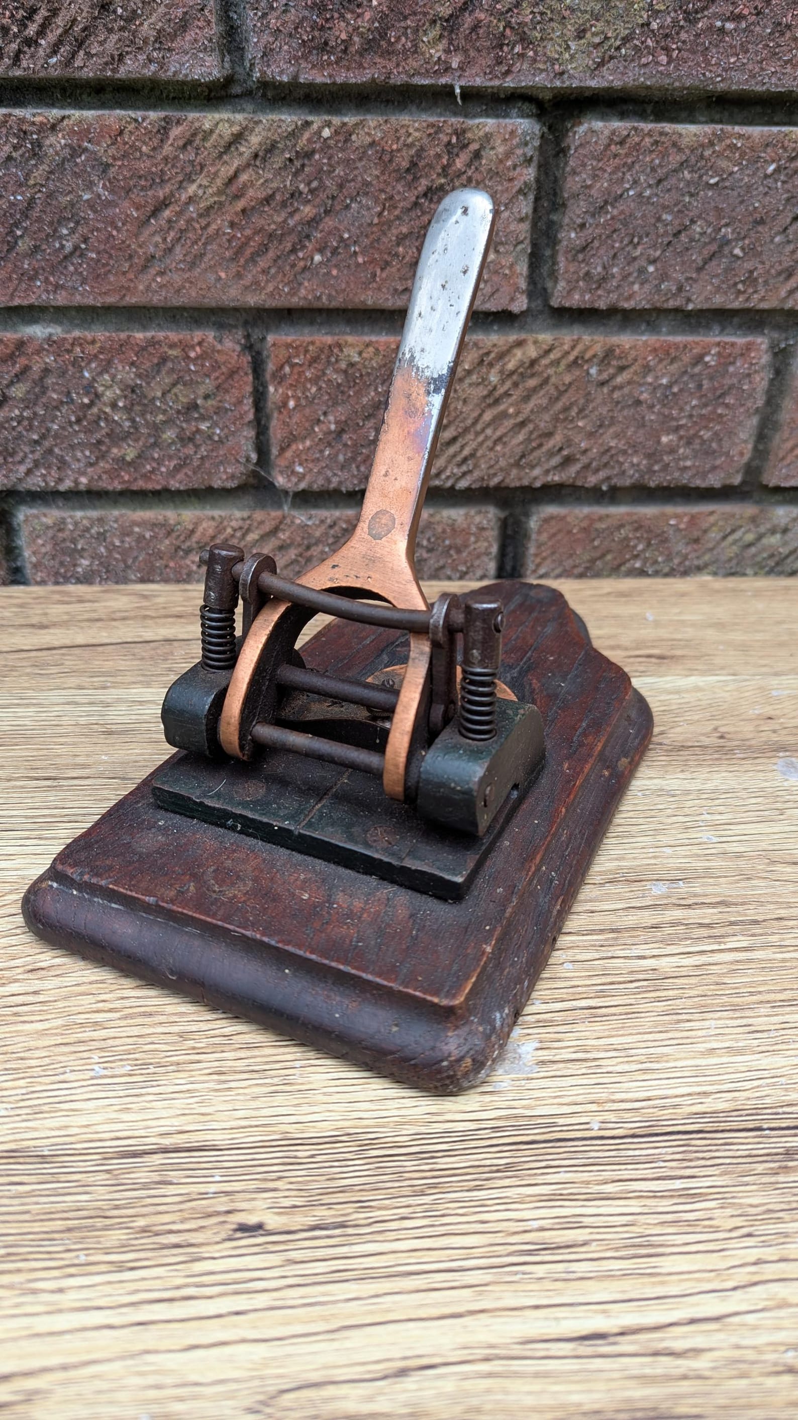 1885 Antique Cast Iron Desk Hole Punch on Oak Base – Victorian Office ...