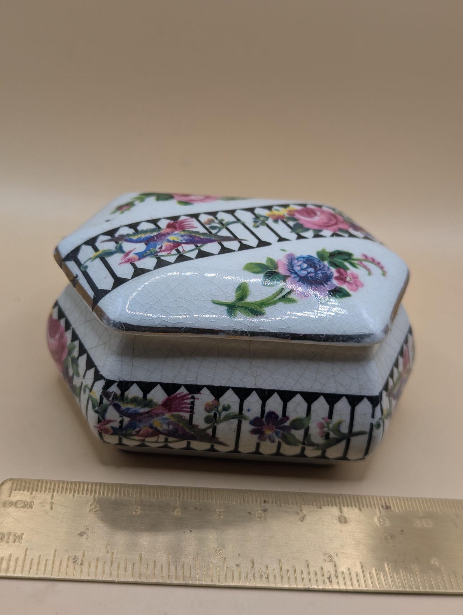 Empire Works Stoke on Trent Antique Art Deco Style Trinket Box Bird ...