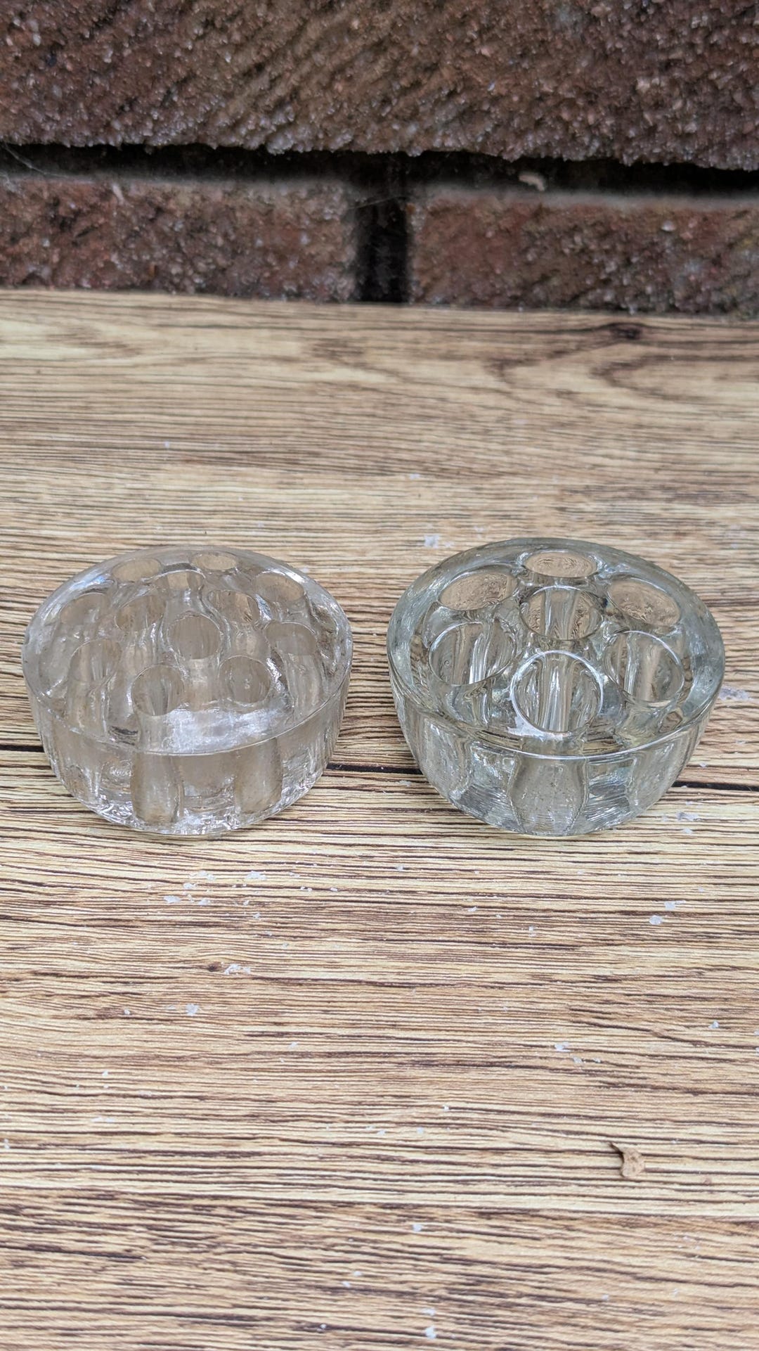 Pair of 1930s–1950s Pressed Glass Flower Frogs – Vintage Floral ...