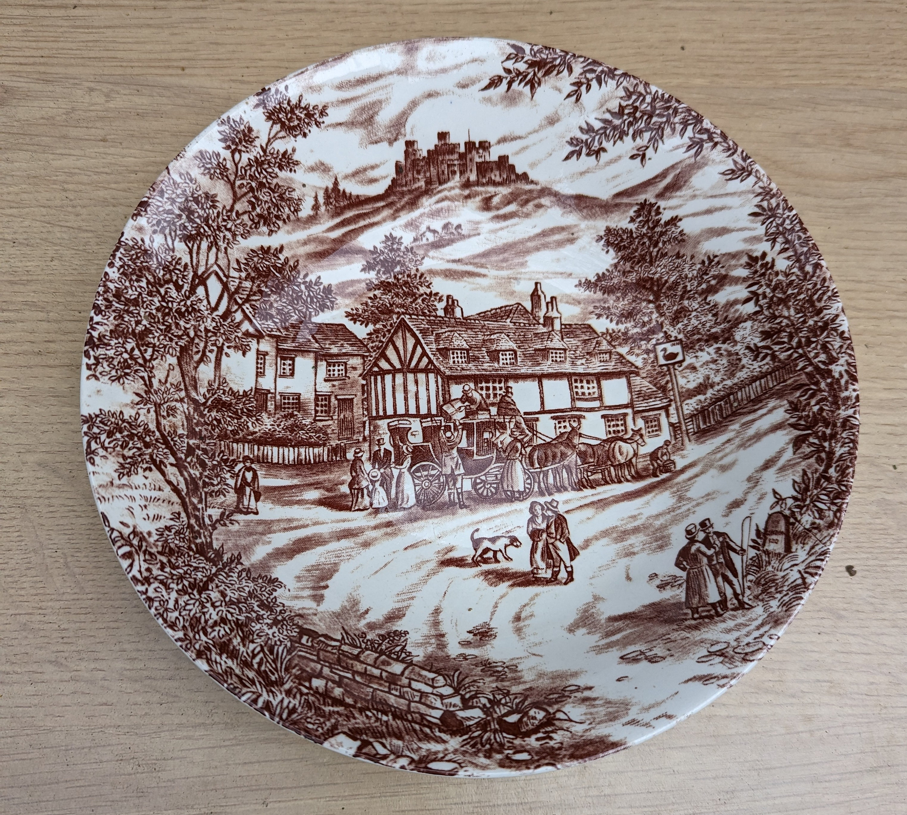 1950 Broadhurst "swan Inn" Brown Transferware Soup Bowl / England - Etsy