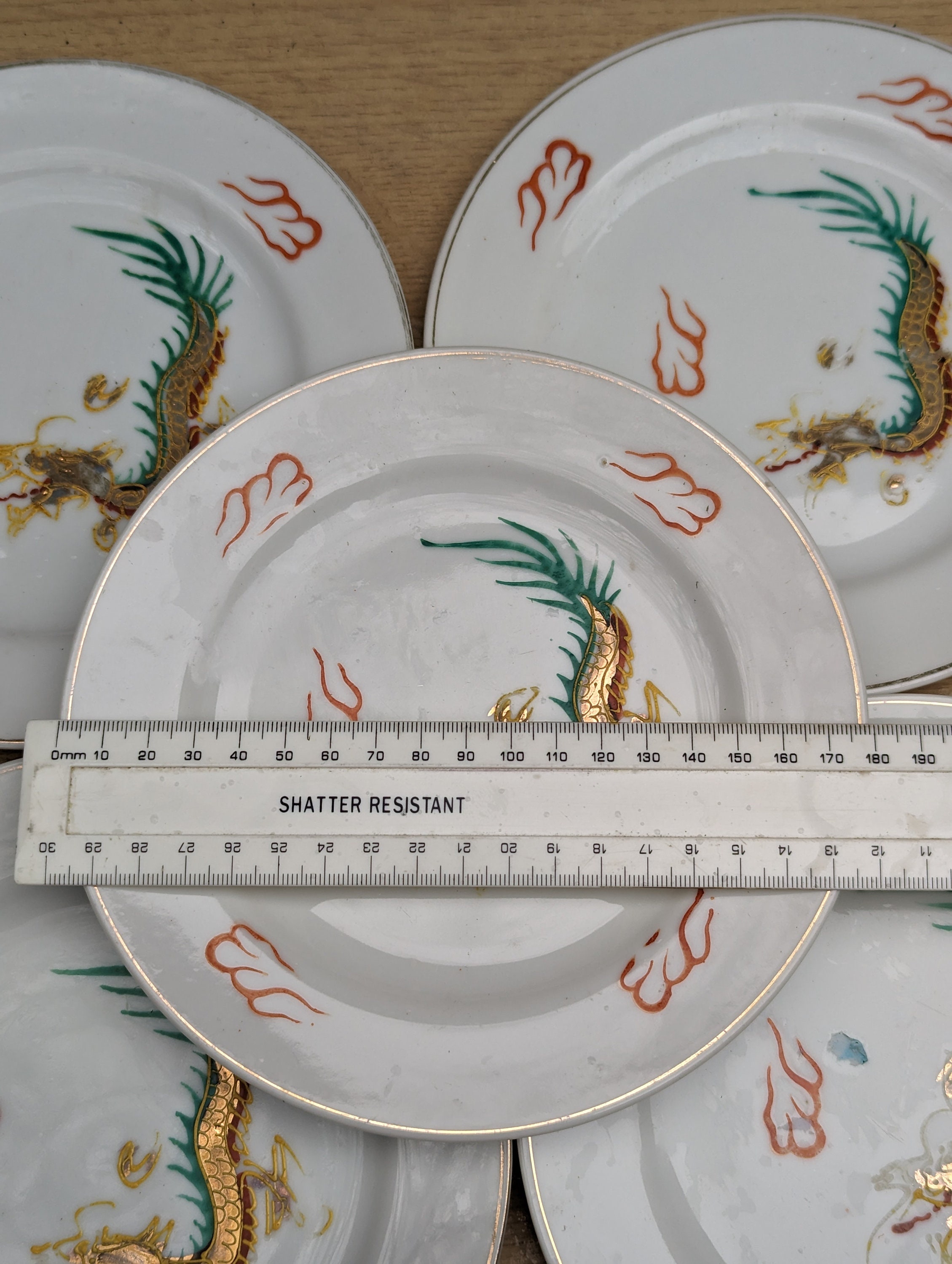 Vintage 1970s Lucky China Dragon Plates – Set of 5 Porcelain Plates ...