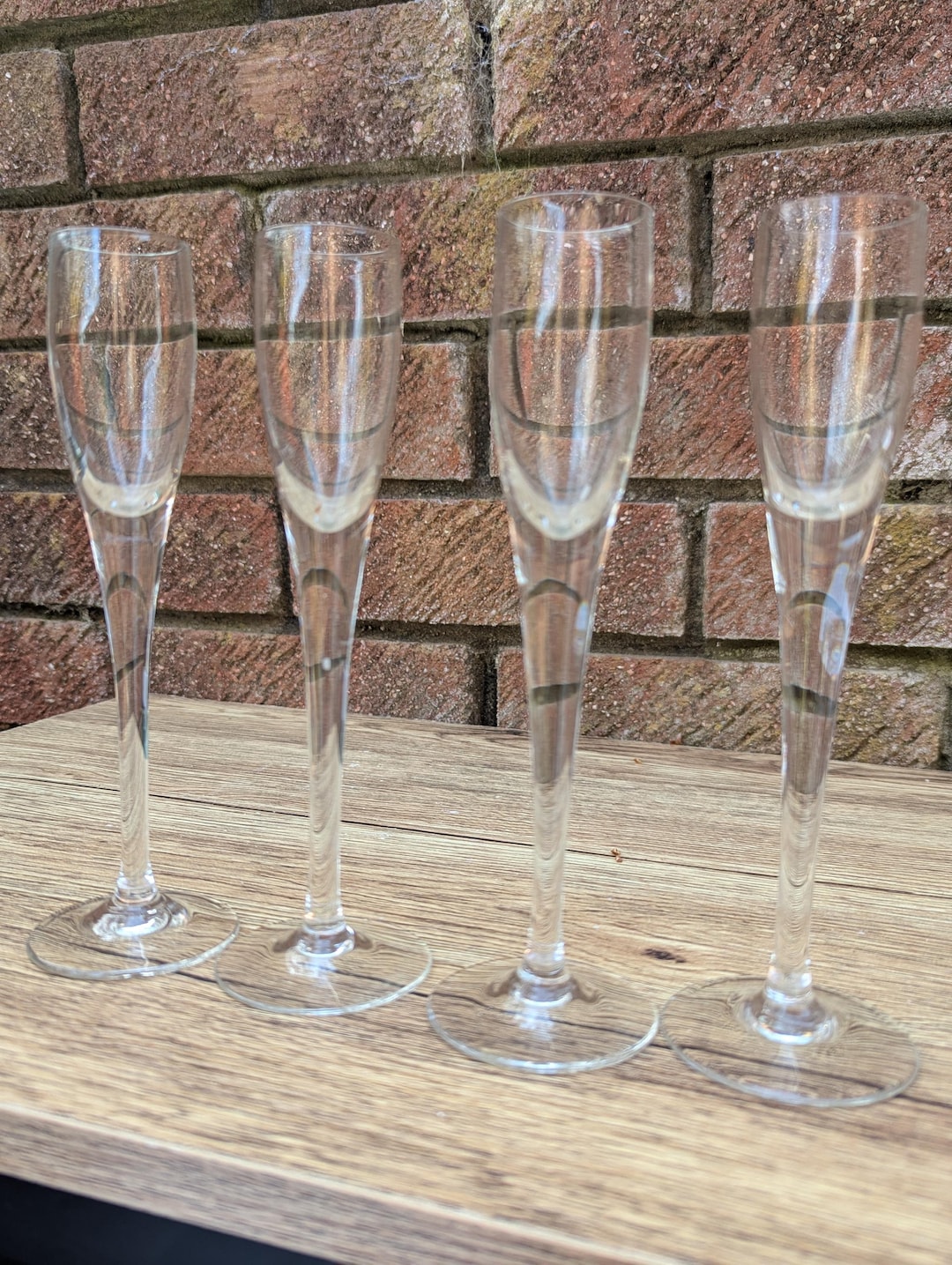 FOUR Vintage Long Stemmed Clear Glass Liqueur Cordial Glasses Tulip ...