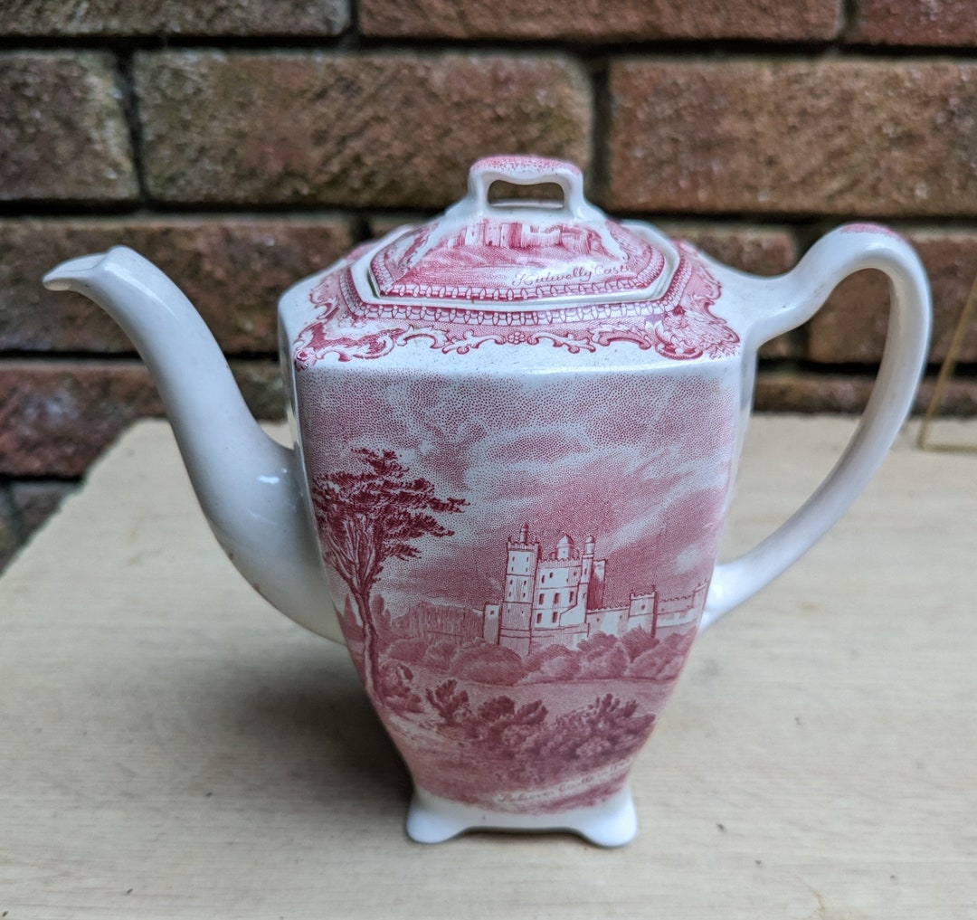 Johnson Bros 'old Britain Castles' PINK Transferware COFFEE POT C.1950s ...
