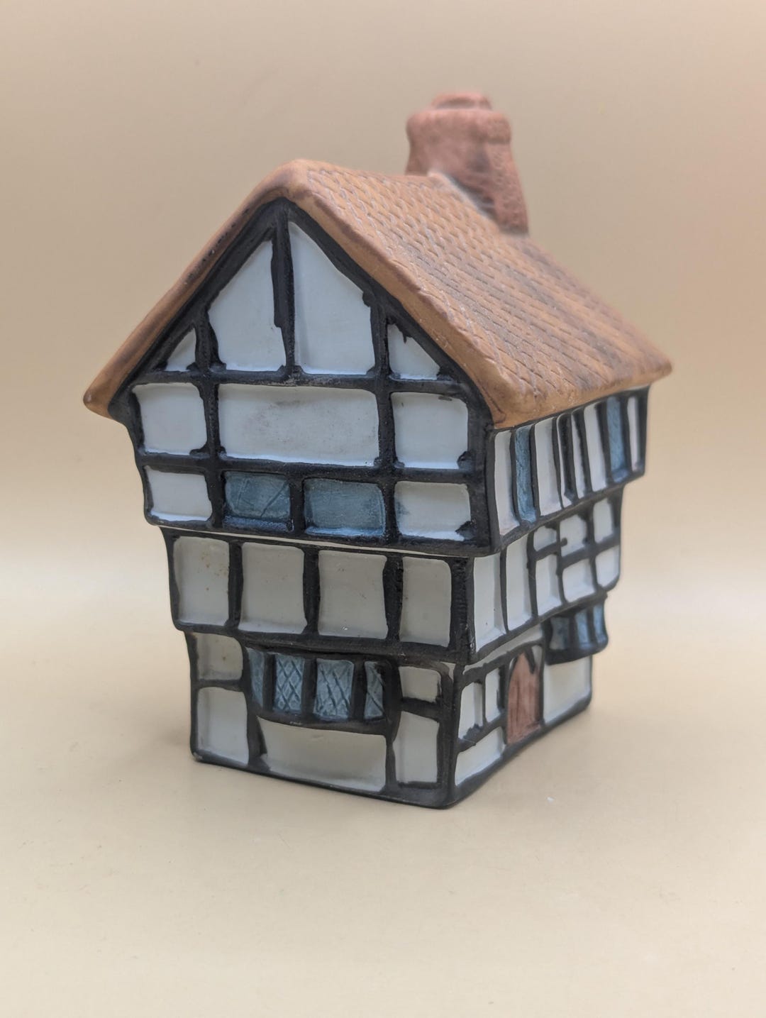 Vintage Tudor Style Ceramic Cottage Model – Hand-painted Pottery House ...