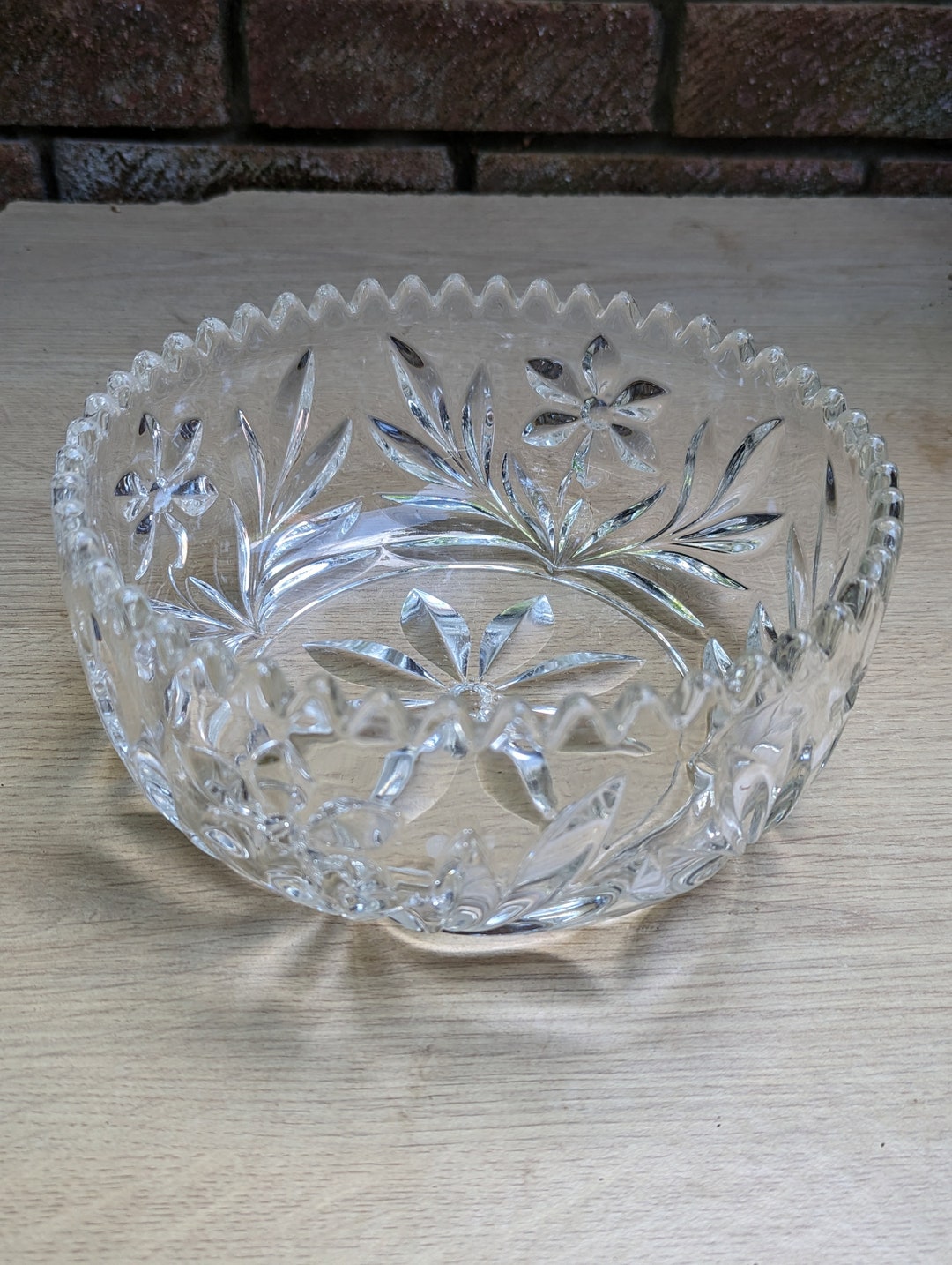 Heavy Stunning Lead Crystal Glass Bowl With a Cog Type Surface on the ...