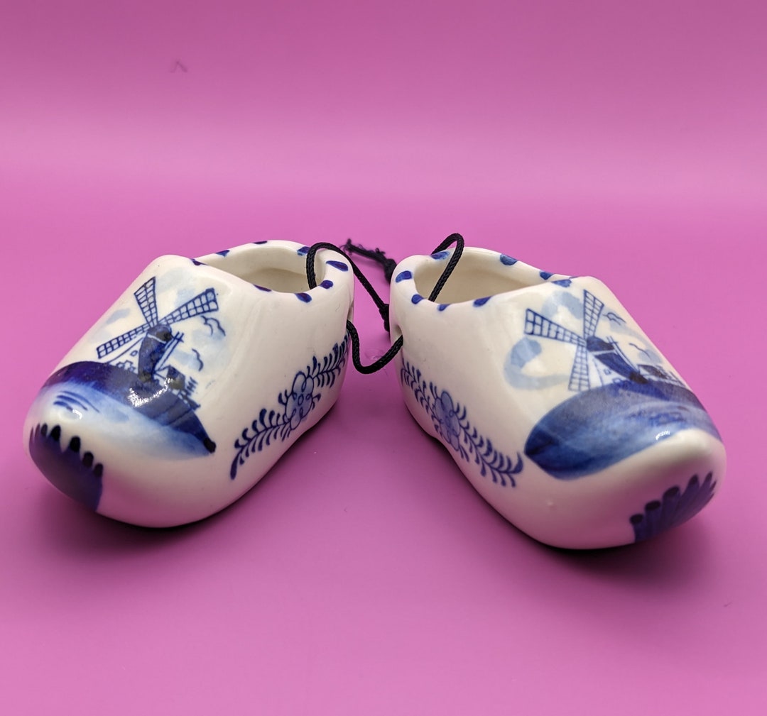 Mini Blue Delf Clog Shoes, Holland Amsterdam, Blue and White Hand ...