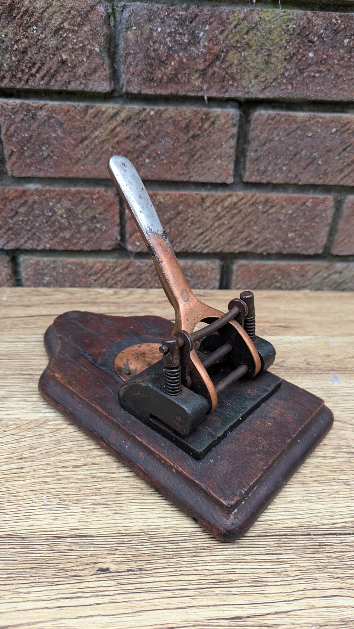1885 Antique Cast Iron Desk Hole Punch on Oak Base – Victorian Office ...