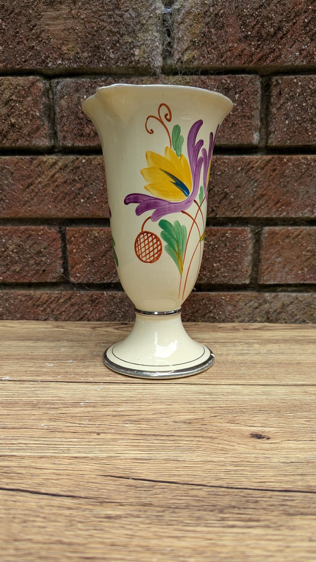 Art Deco Hand-painted Floral Jug – Chrome-trimmed Creamware – 1930s - Etsy