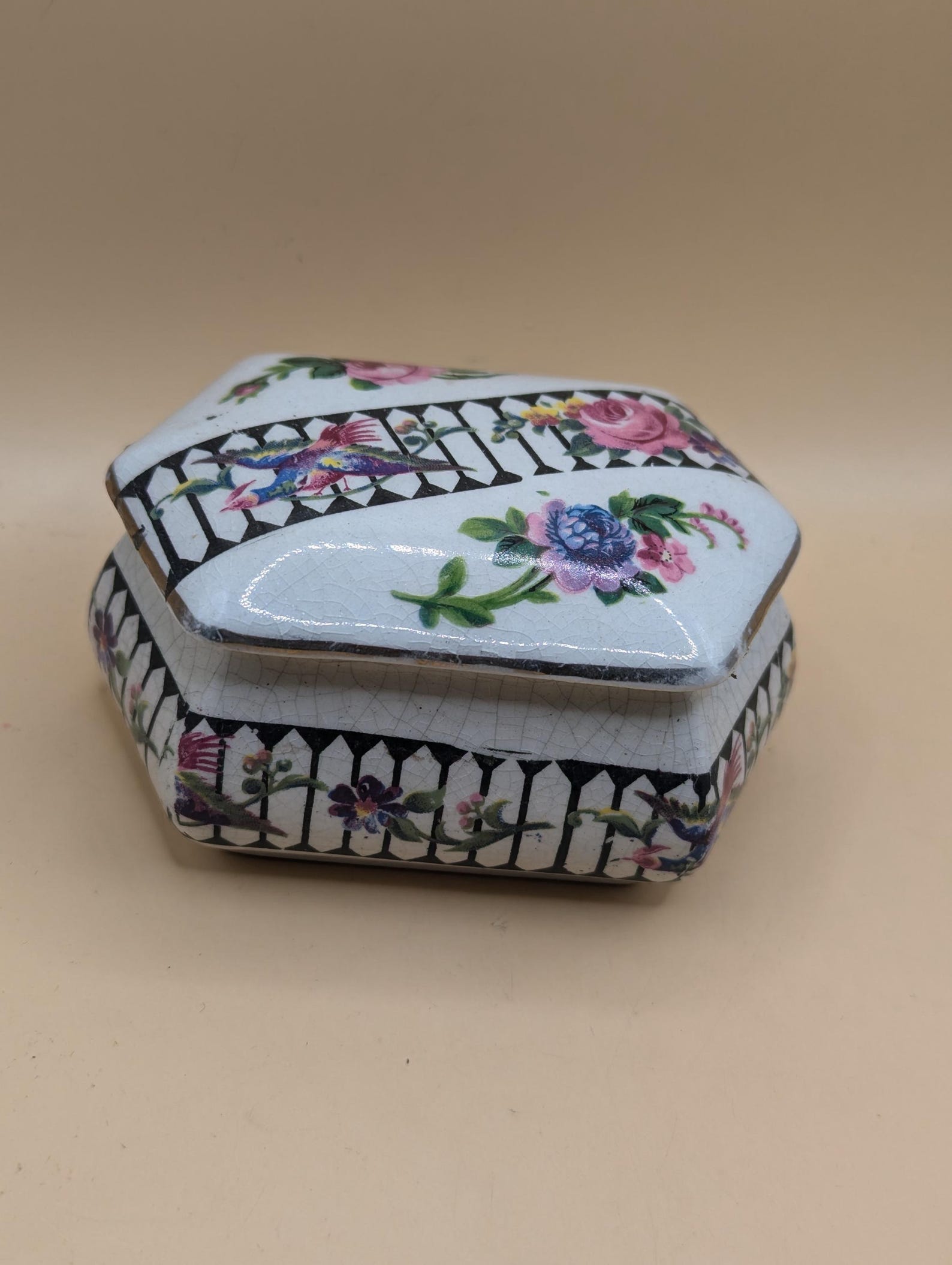 Empire Works Stoke on Trent Antique Art Deco Style Trinket Box Bird ...