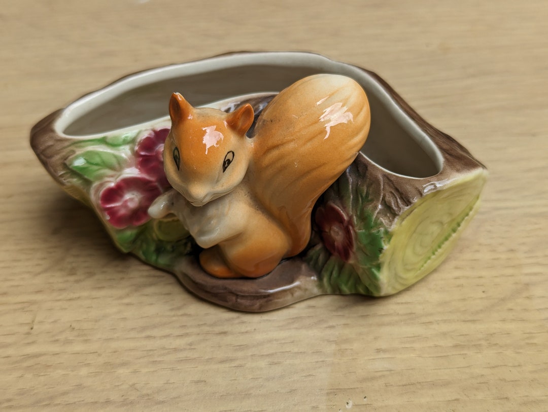 Fauna Royal Hornsea Squirrel on a Log Posy Vase - Etsy