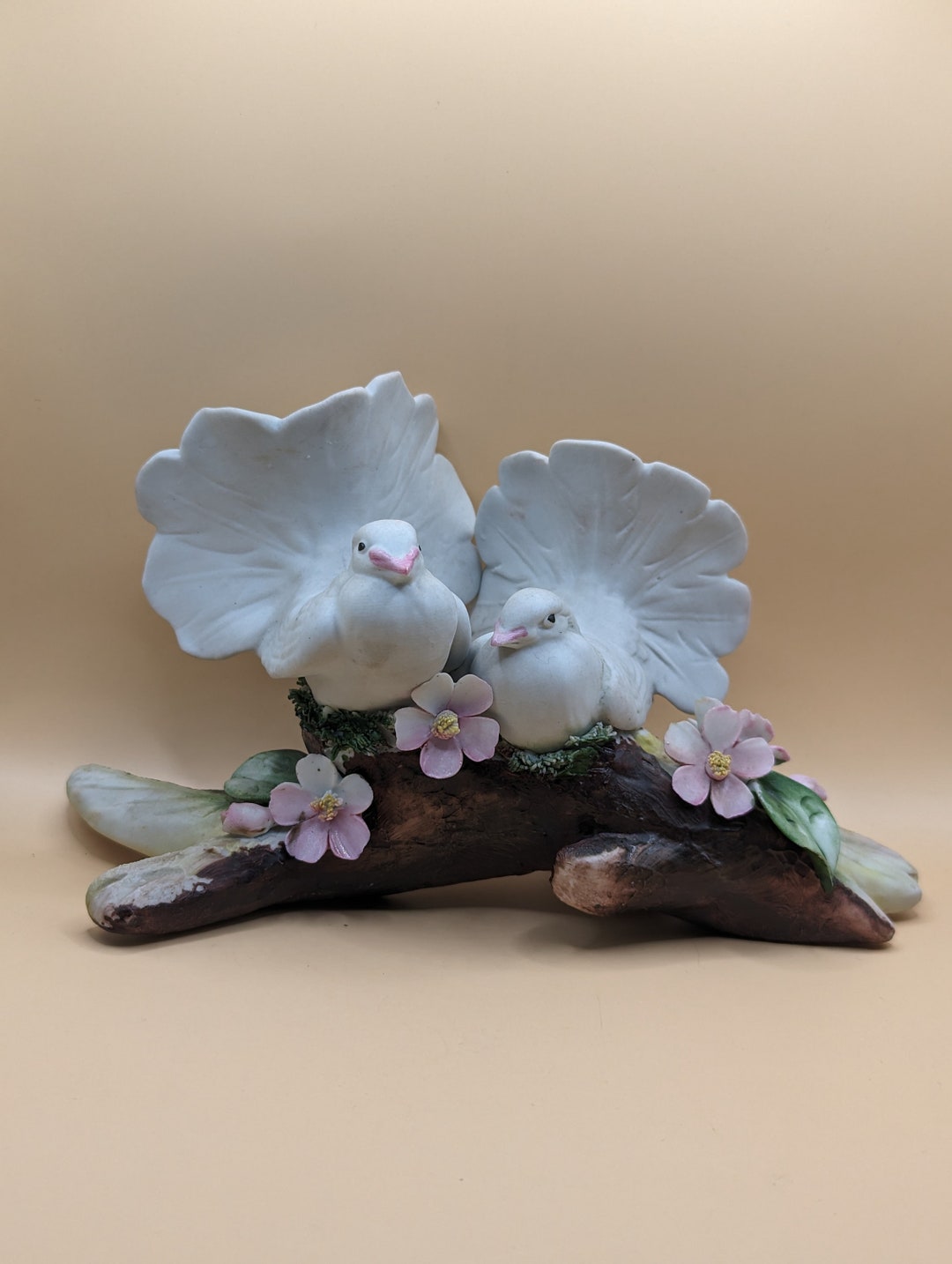 A Stunning Capodimonte, Two Doves on Branch With Flowers. Made in Italy ...