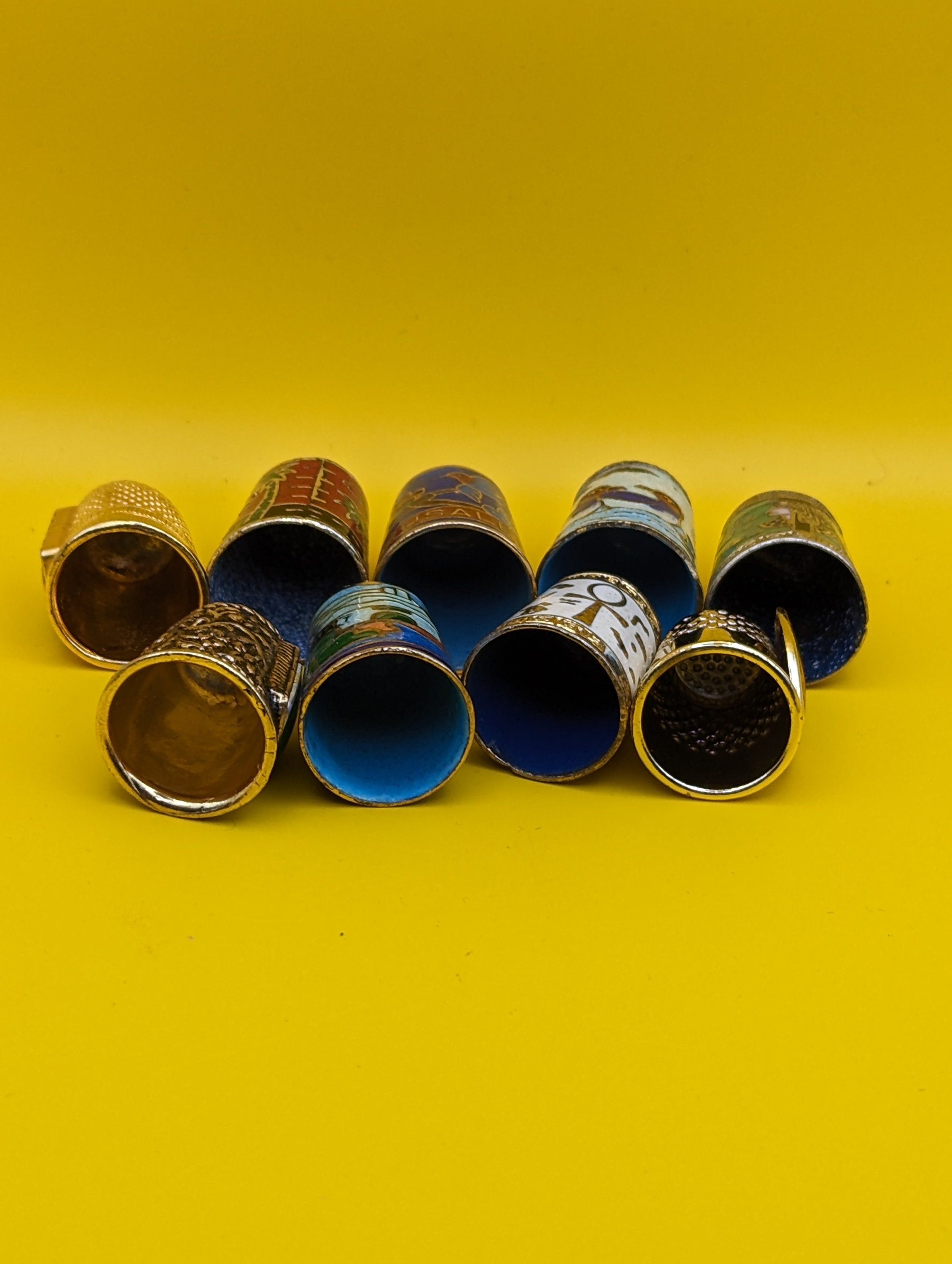 Vintage Thimble Metal Enameled Thimbles 9 Pieces RARE - Etsy