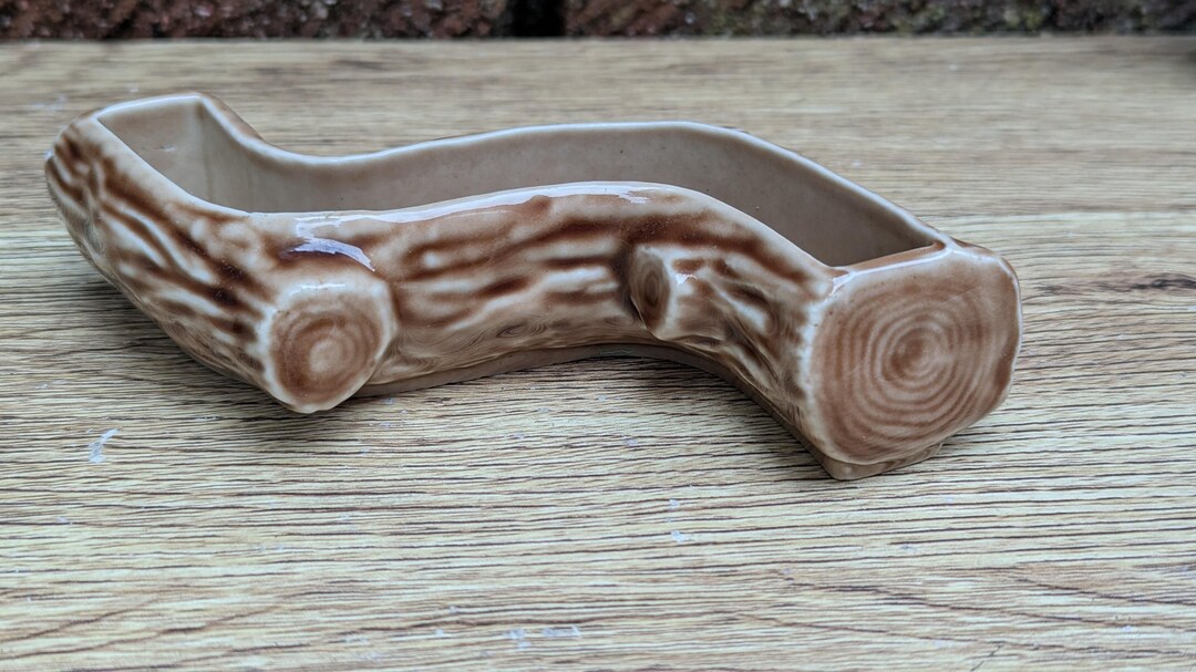 1950s Wade England Log Shaped Planter – Retro Brown Glazed Ceramic ...