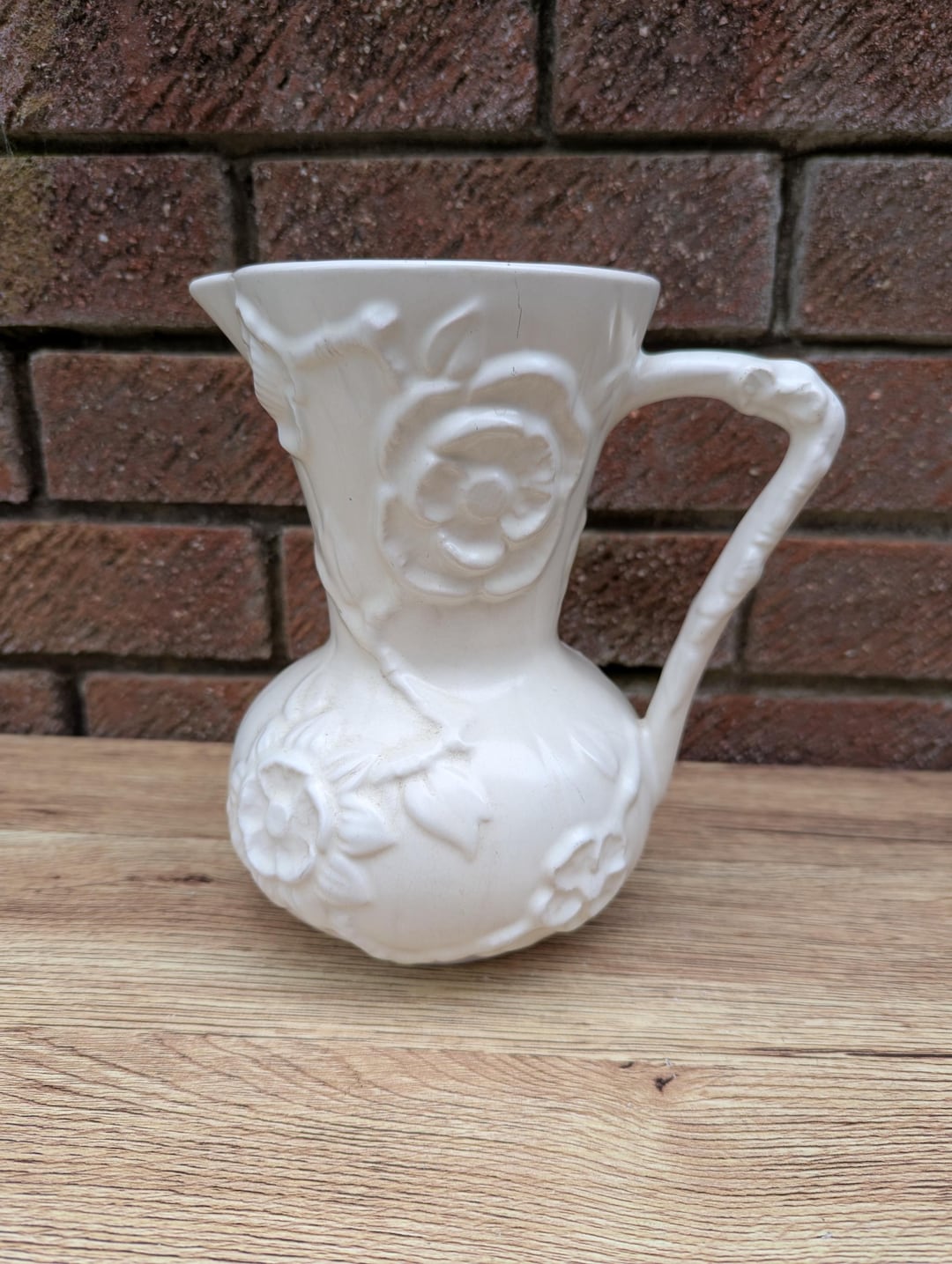 Large White Jug Decorated With Floral Patterns - Etsy