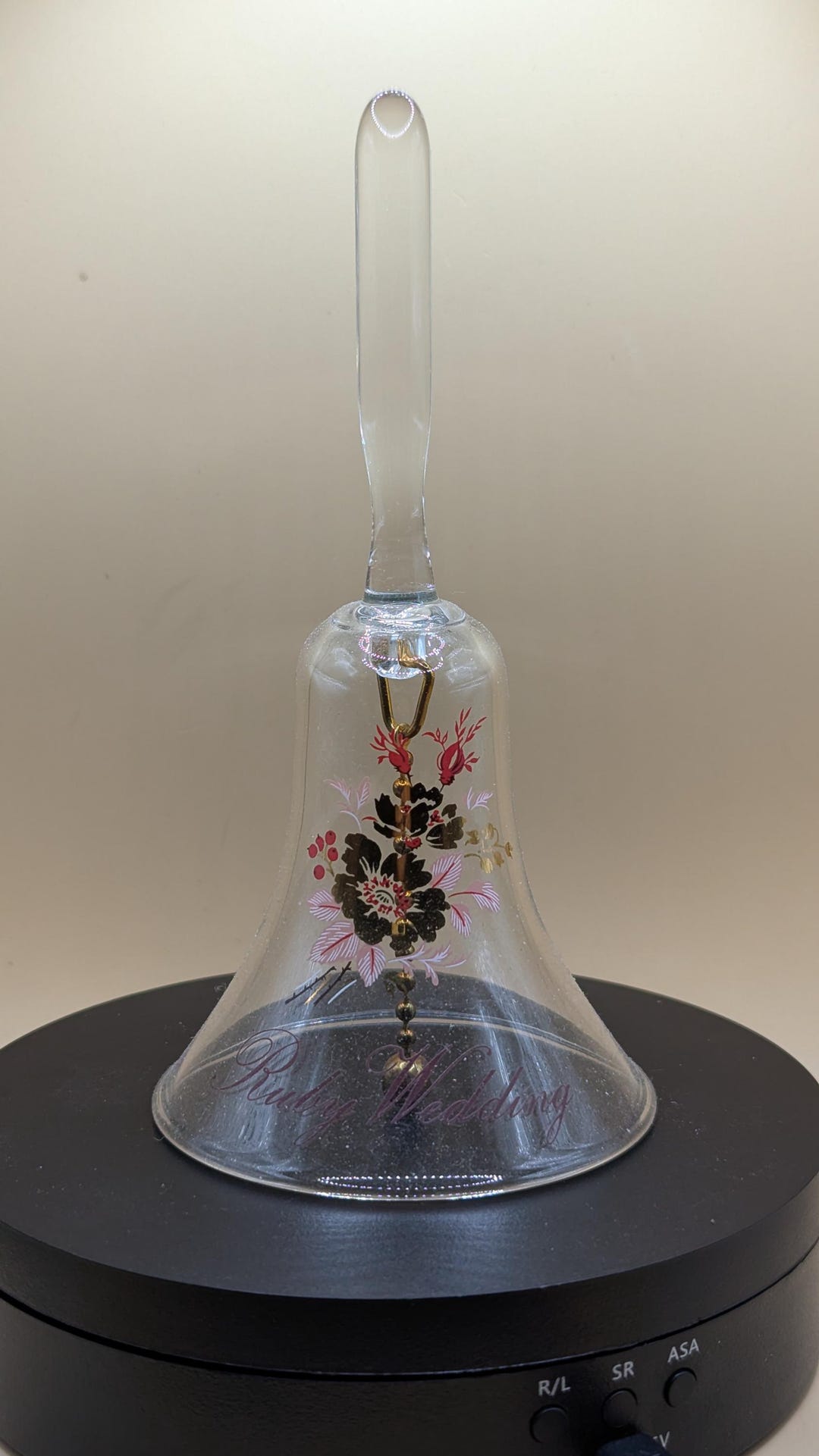 Delightful Glass Table Bell With Floral Accents,ruby Wedding 40th ...