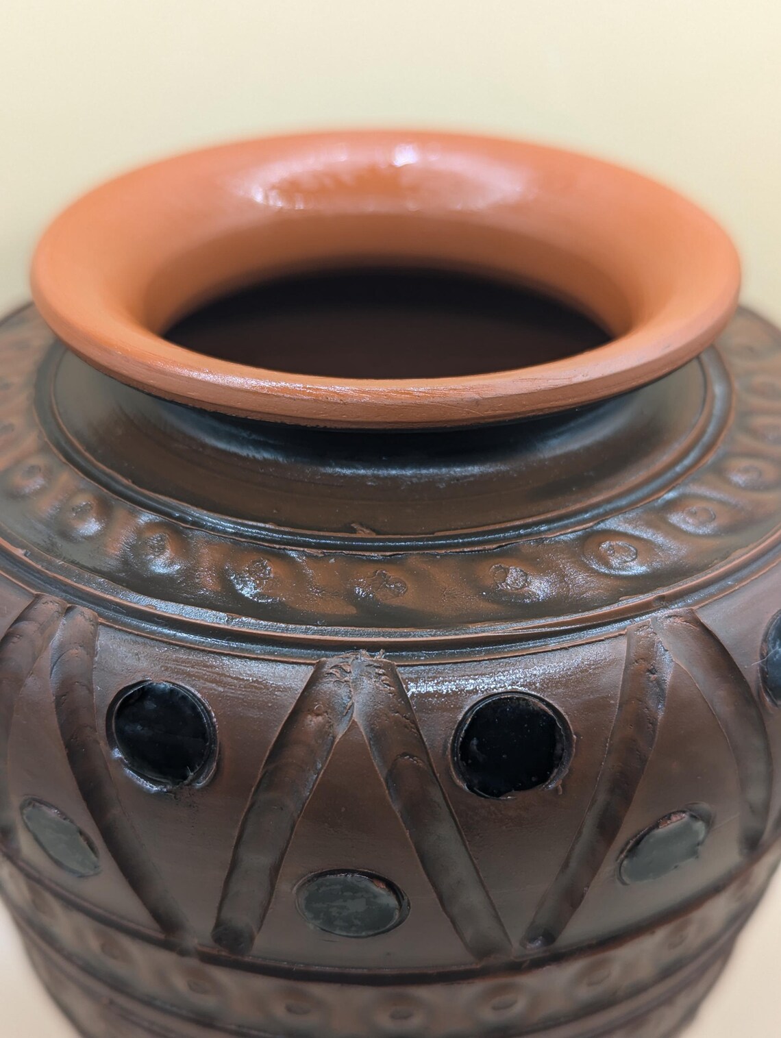 Geometric Design Ceramic Vase From the 1960s, Hand Decorated, Carved ...