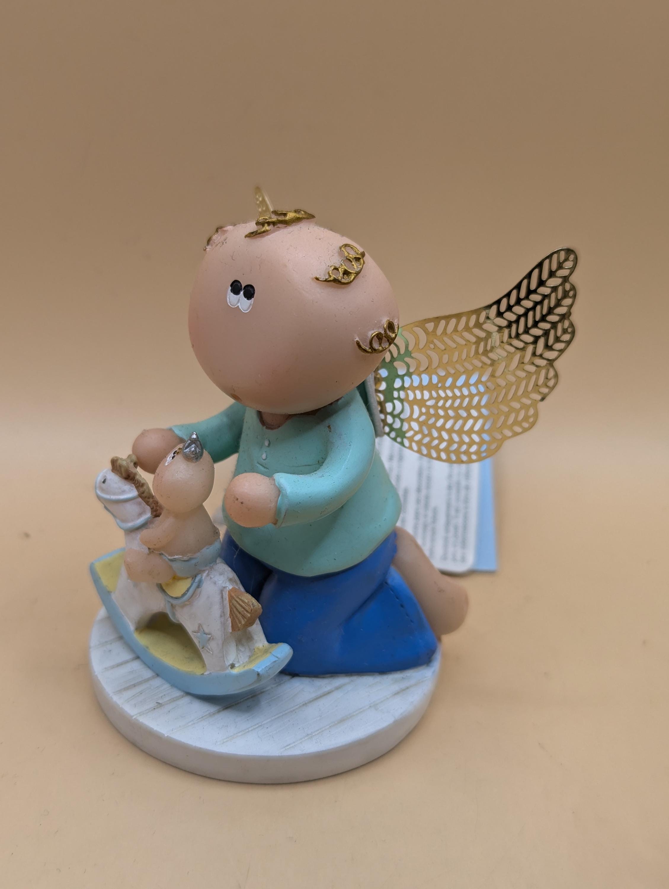 Rare Angel Cheeks Figurine With Rocking Horse With Attached Paperwork ...