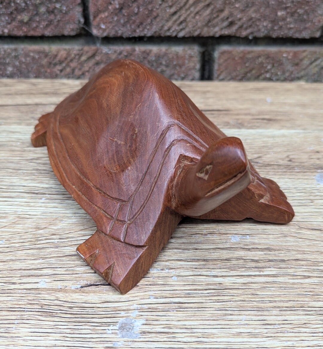 1970 Hand Carved Solid Wooden Turtle Sculpture – Vintage Folk Art ...