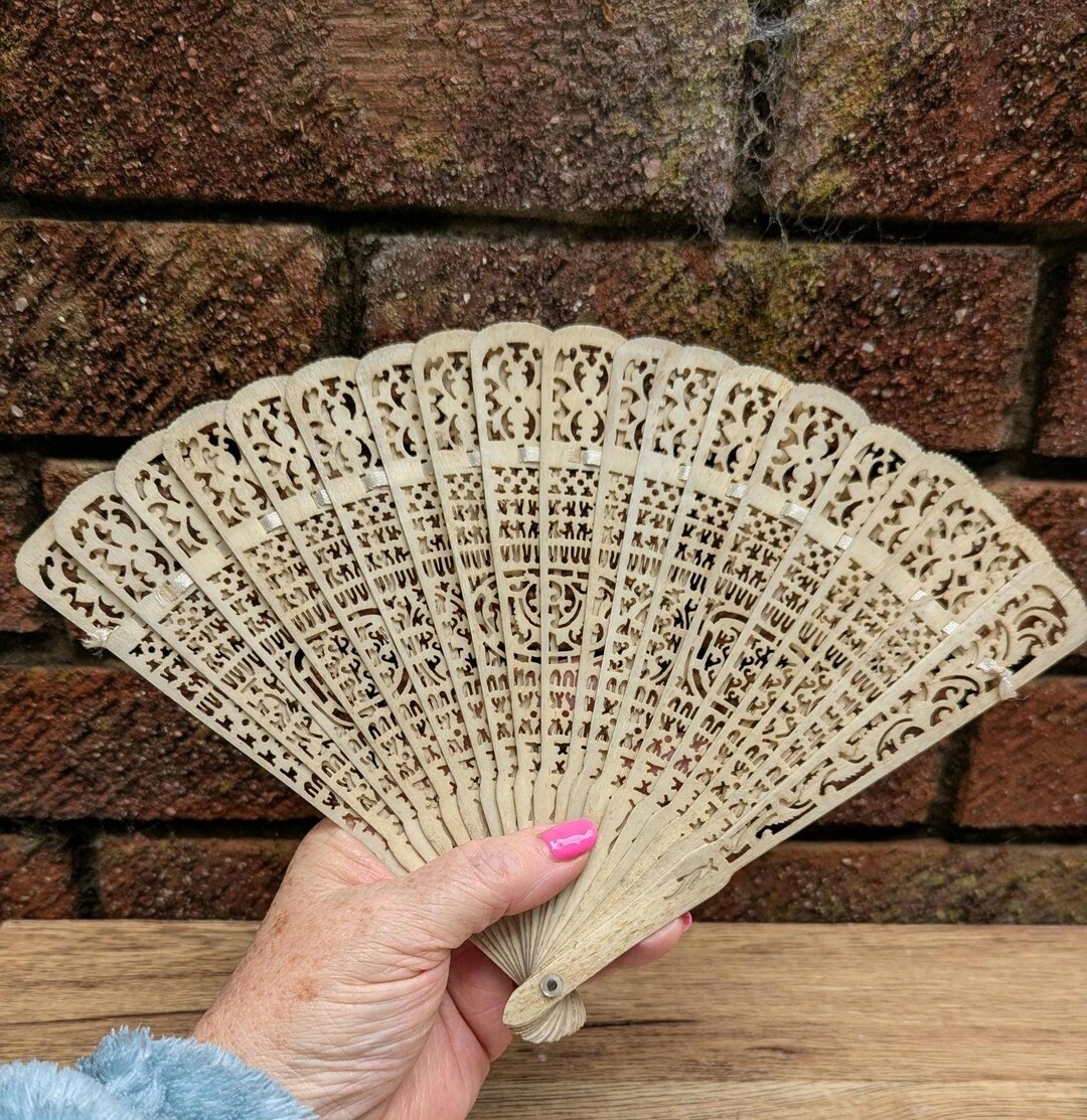 C.1890 Chinese Export Bone Brisé Fan – Hand-carved Canton Pierced ...