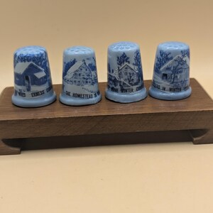 Vintage FOUR Rare Porcelain Thimbles Currier & Ives the Old Homestead ...