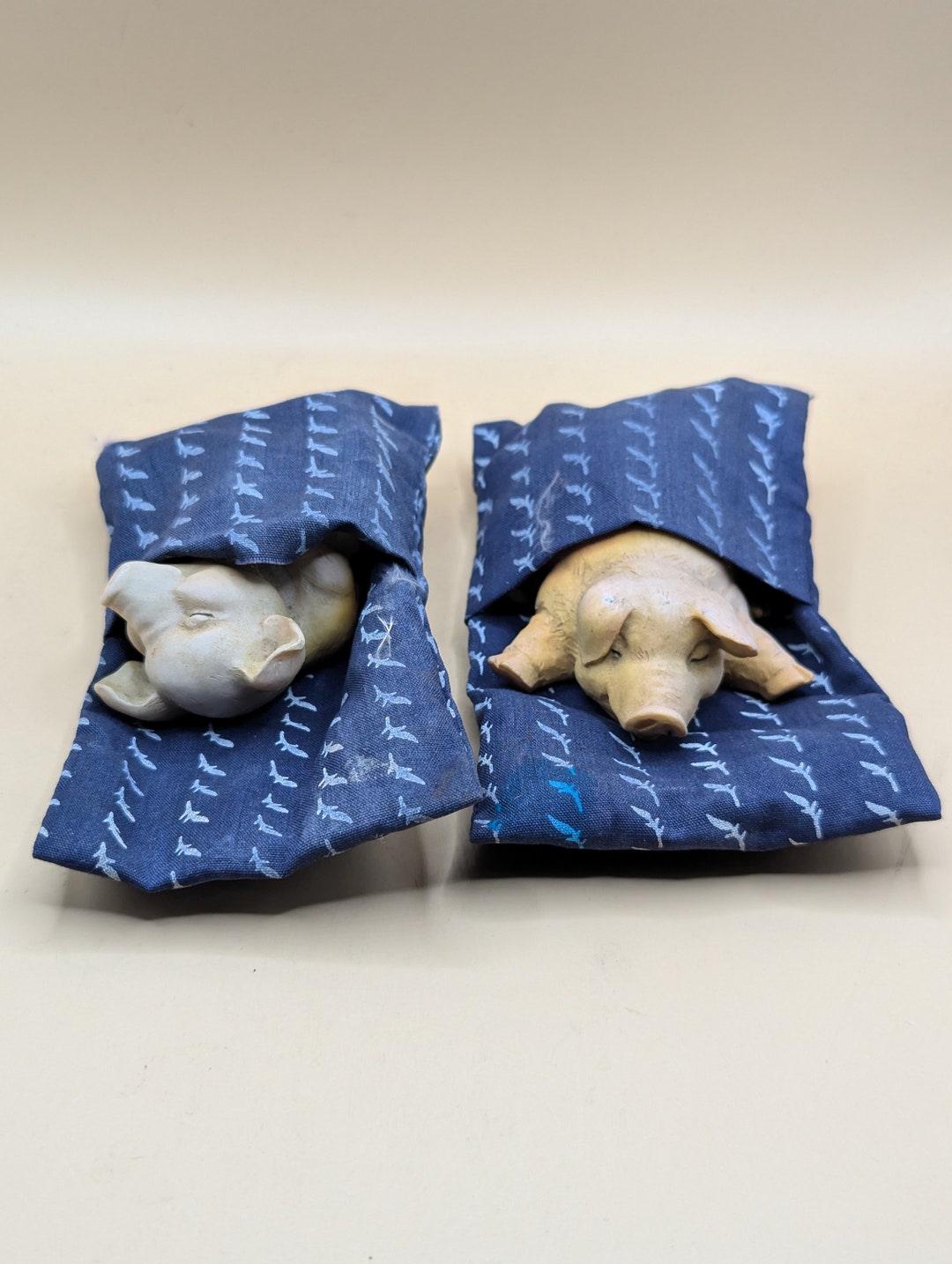 TWO CUTE Pigs in Blankets, Pig Characters, Relaxed in Bed Clothes ...