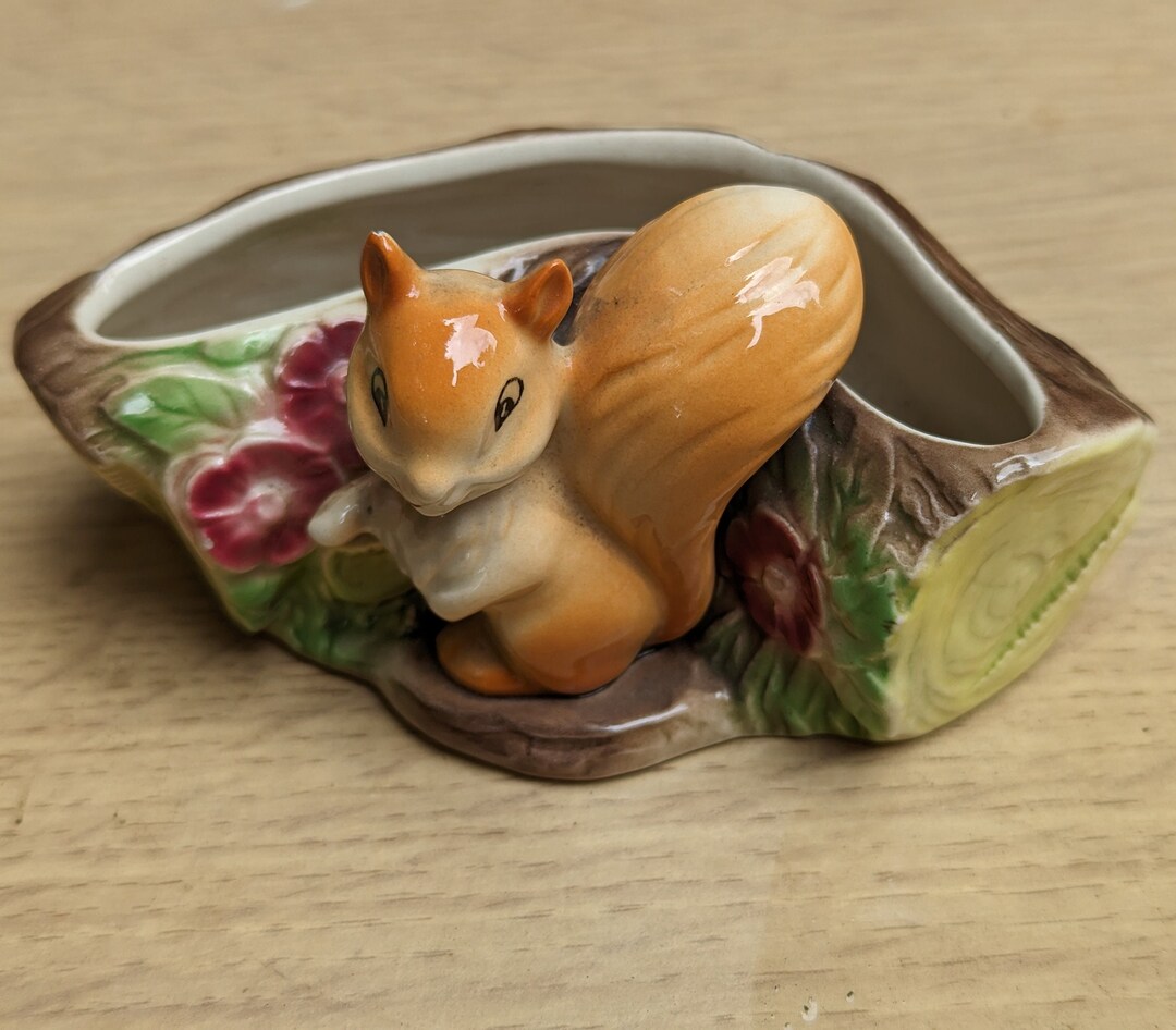 Fauna Royal Hornsea Squirrel on a Log Posy Vase - Etsy