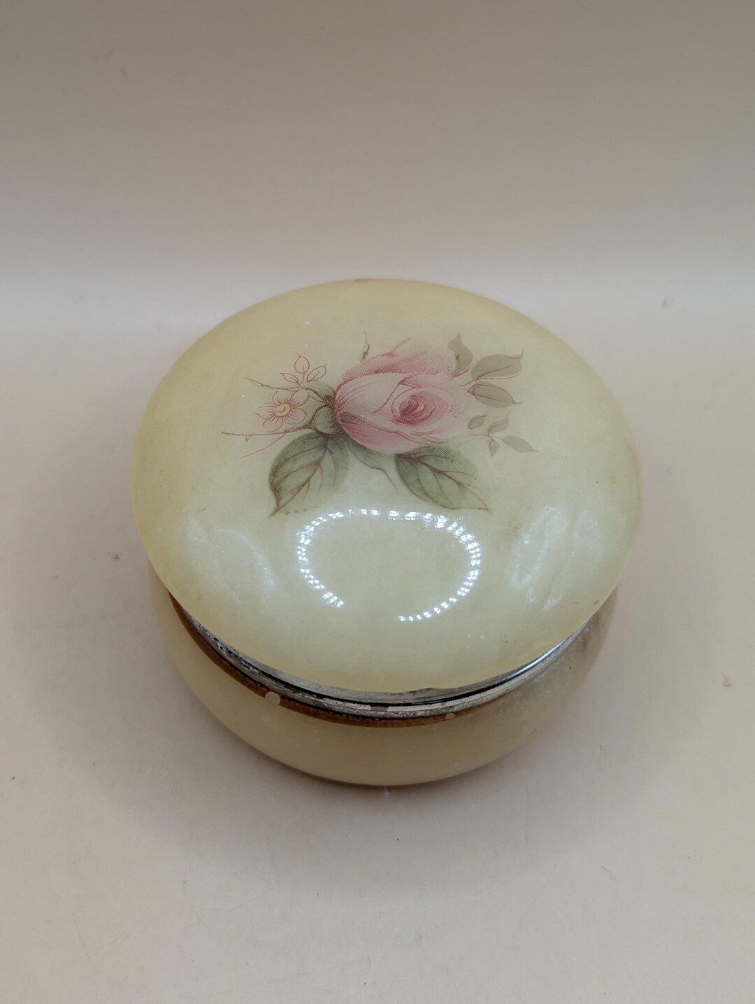 Vintage Hand Painted Roses Made in Italy Genuine Alabaster Hinged ...