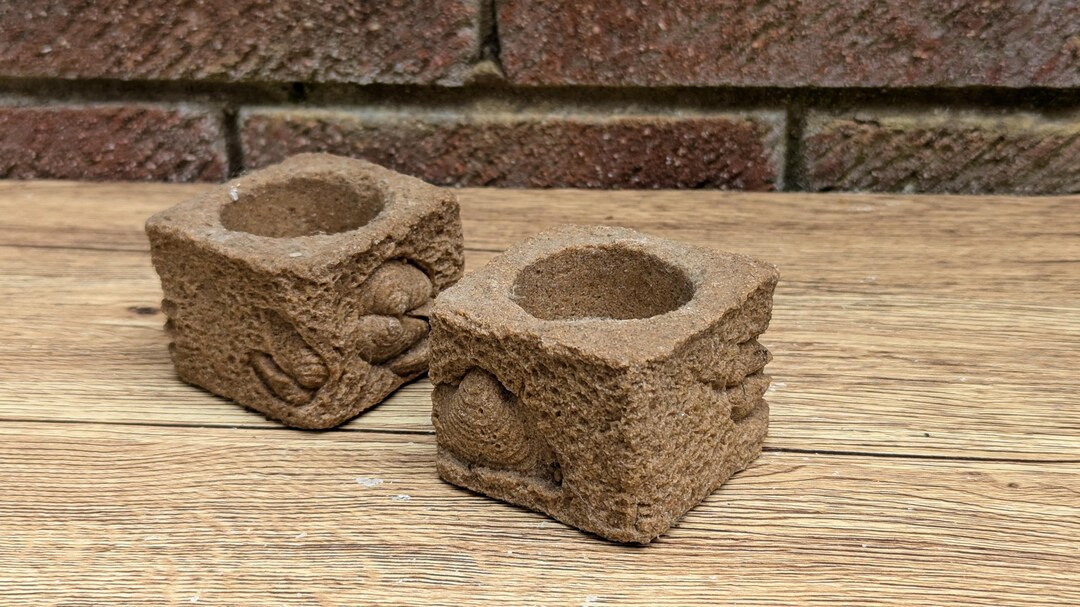 Vintage Sandstone Effect Shell Design Candle Holders – Coastal Nautical ...