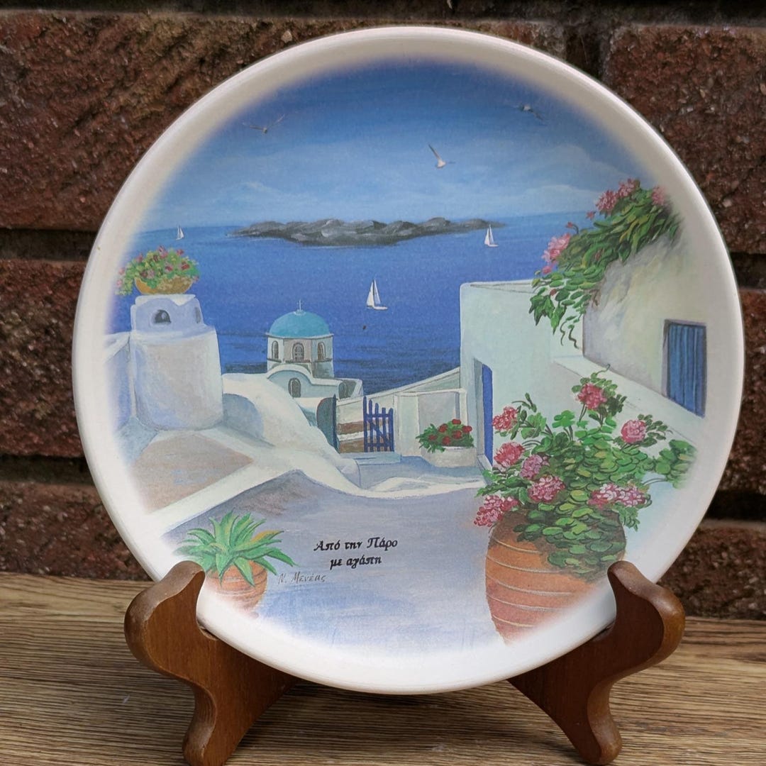 1980s Hand-painted Paros Greek Souvenir Plate: N. Maneas Art - Etsy