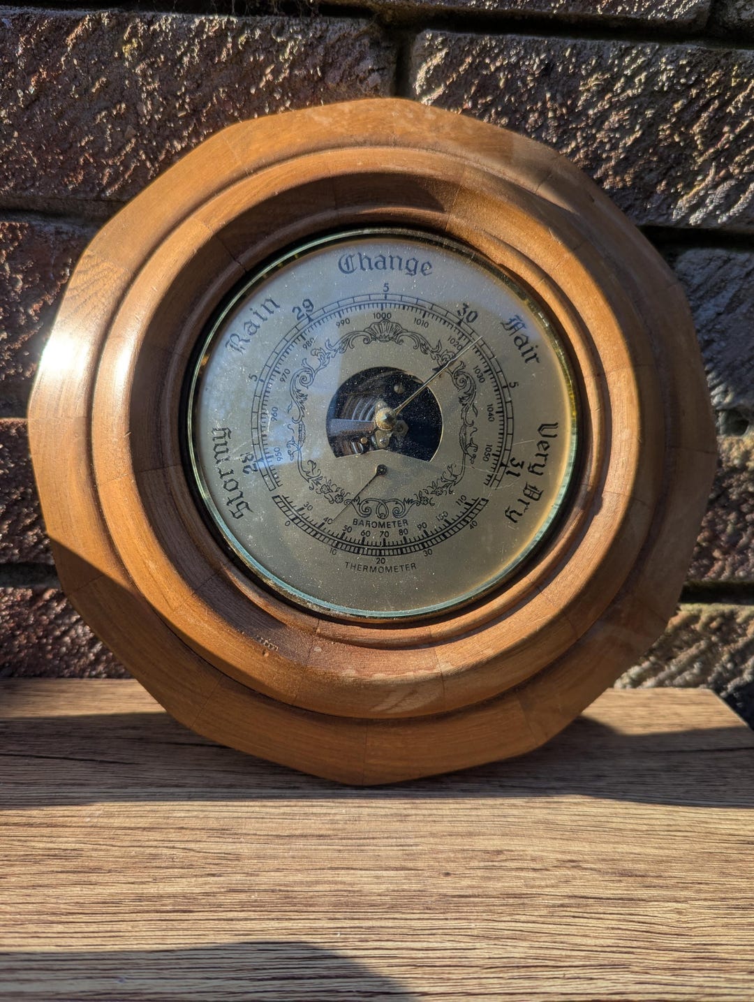 Maritime Stormy Rain Change Fair Thermometer Wooden (chestnut ...