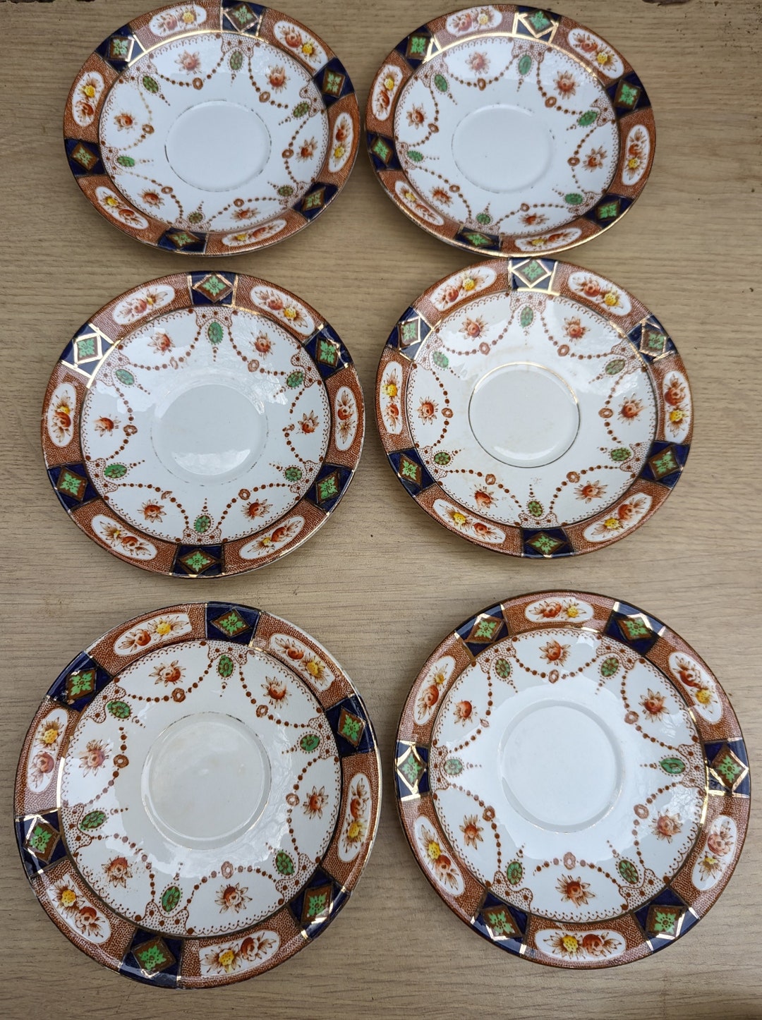 SIX Saucers 1930s Colclough England Bone China Imari Design - Etsy