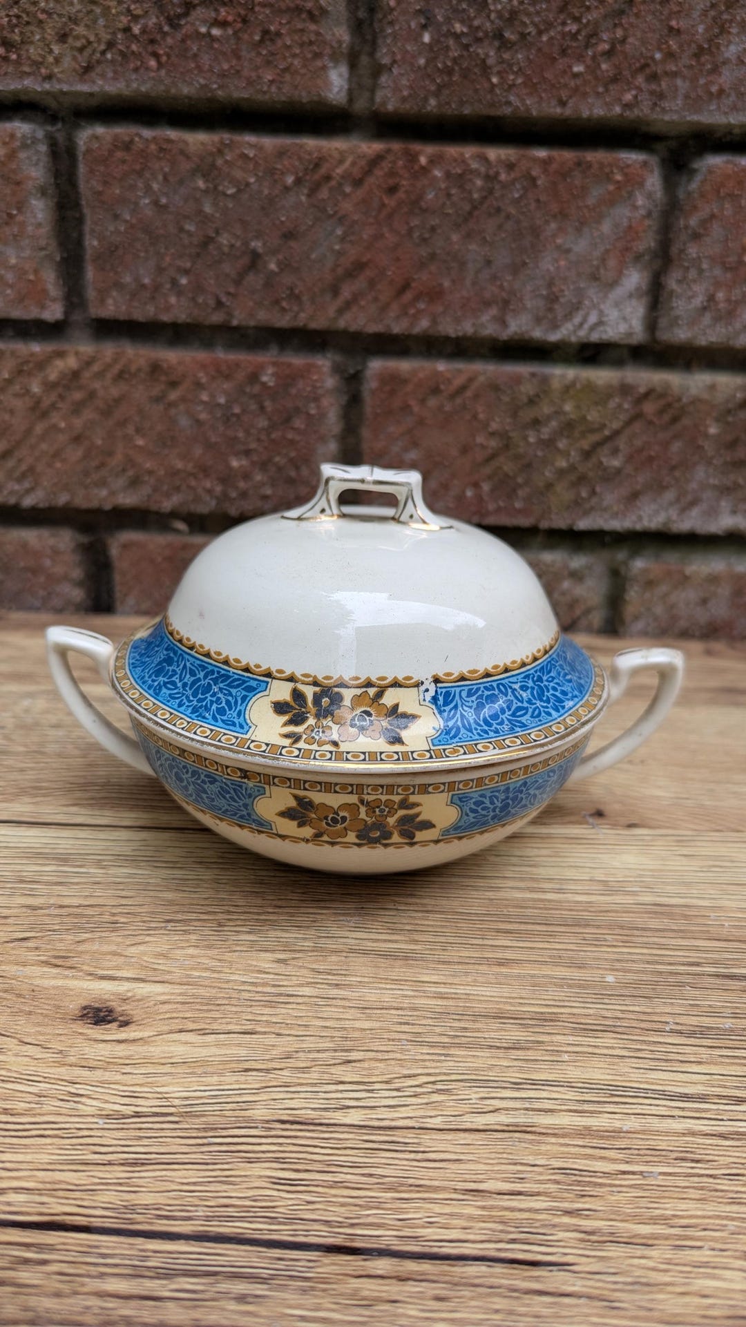 Antique 1920s Myott Son & Co Covered Tureen – Art Deco Floral and Gilt ...